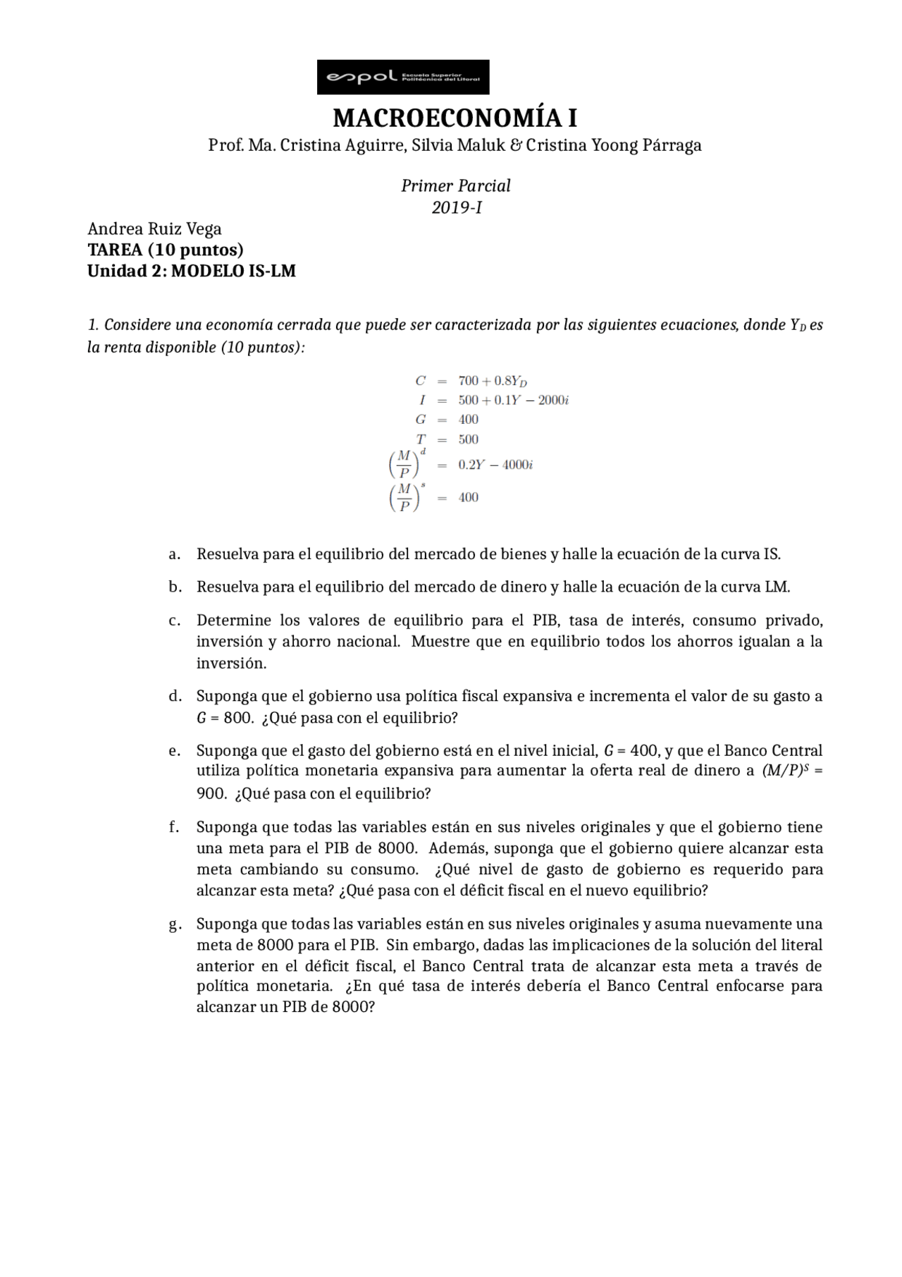 Tarea 2 Macroeconomía Ejercicios De Macroeconomía Docsity