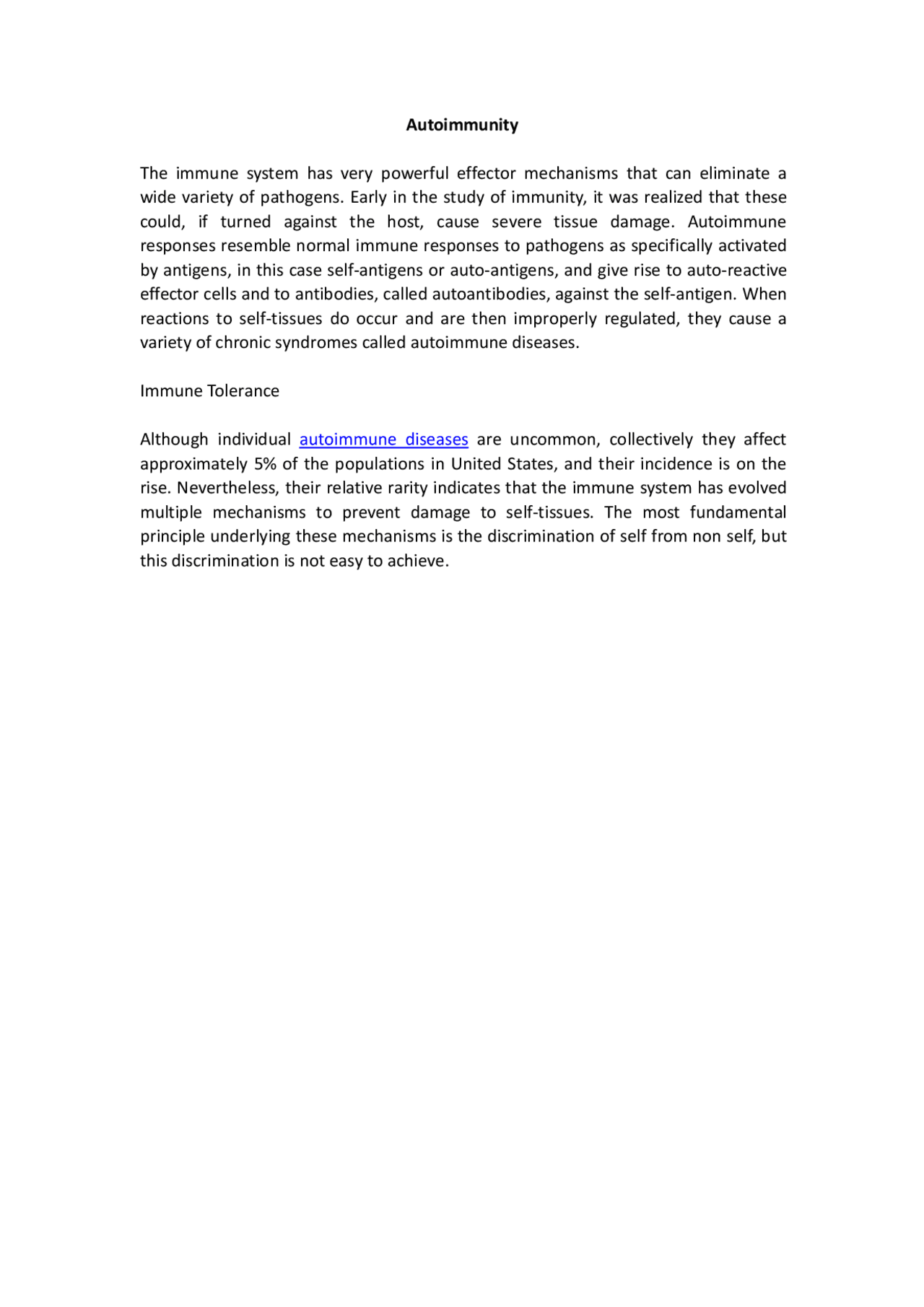 Autoimmunity-Creative Diagnostics - Docsity