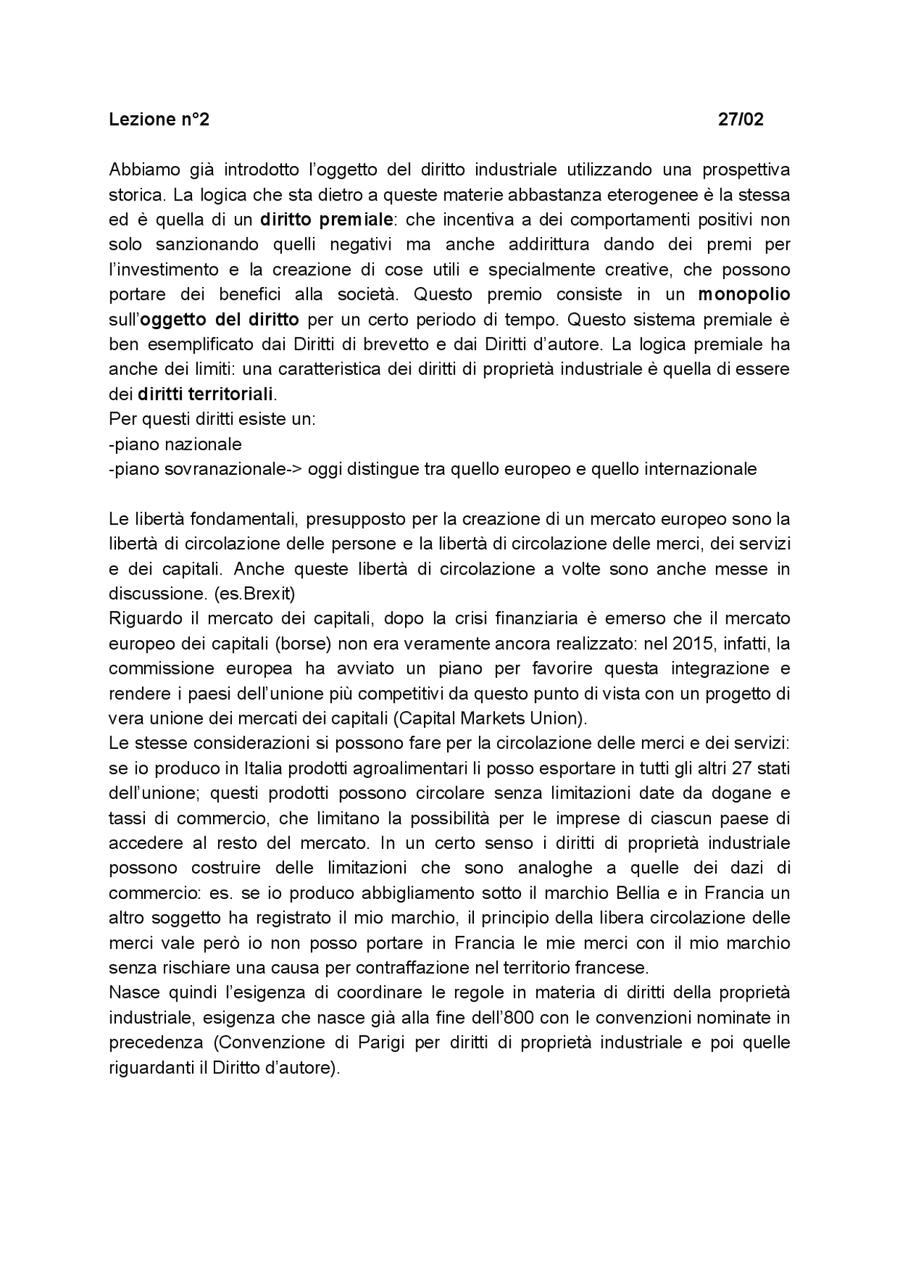 Appunti Diritto Industriale E Della Concorrenza Sbobinature Di