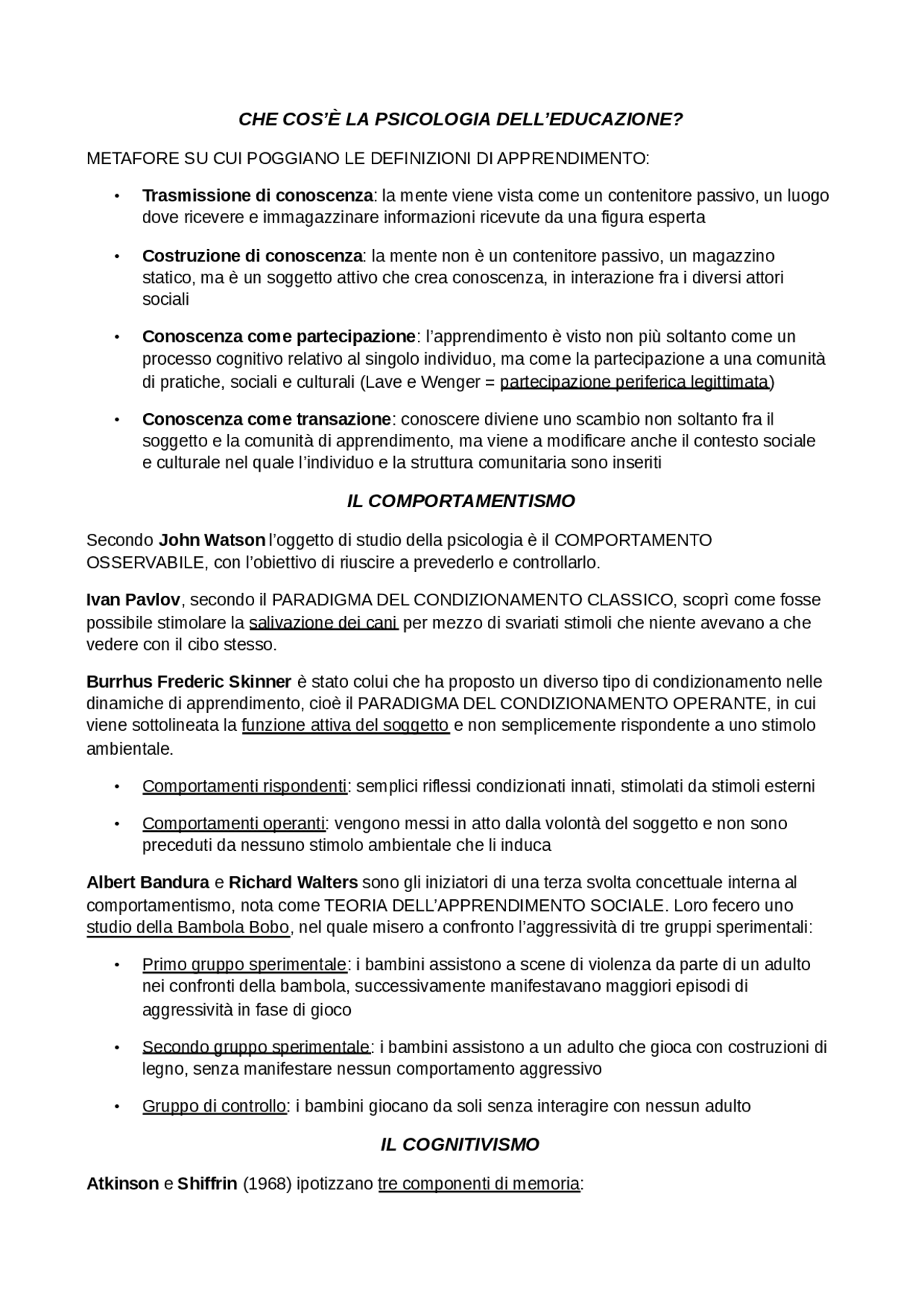 Libro Psicologia Delleducazione Riassunto Docsity