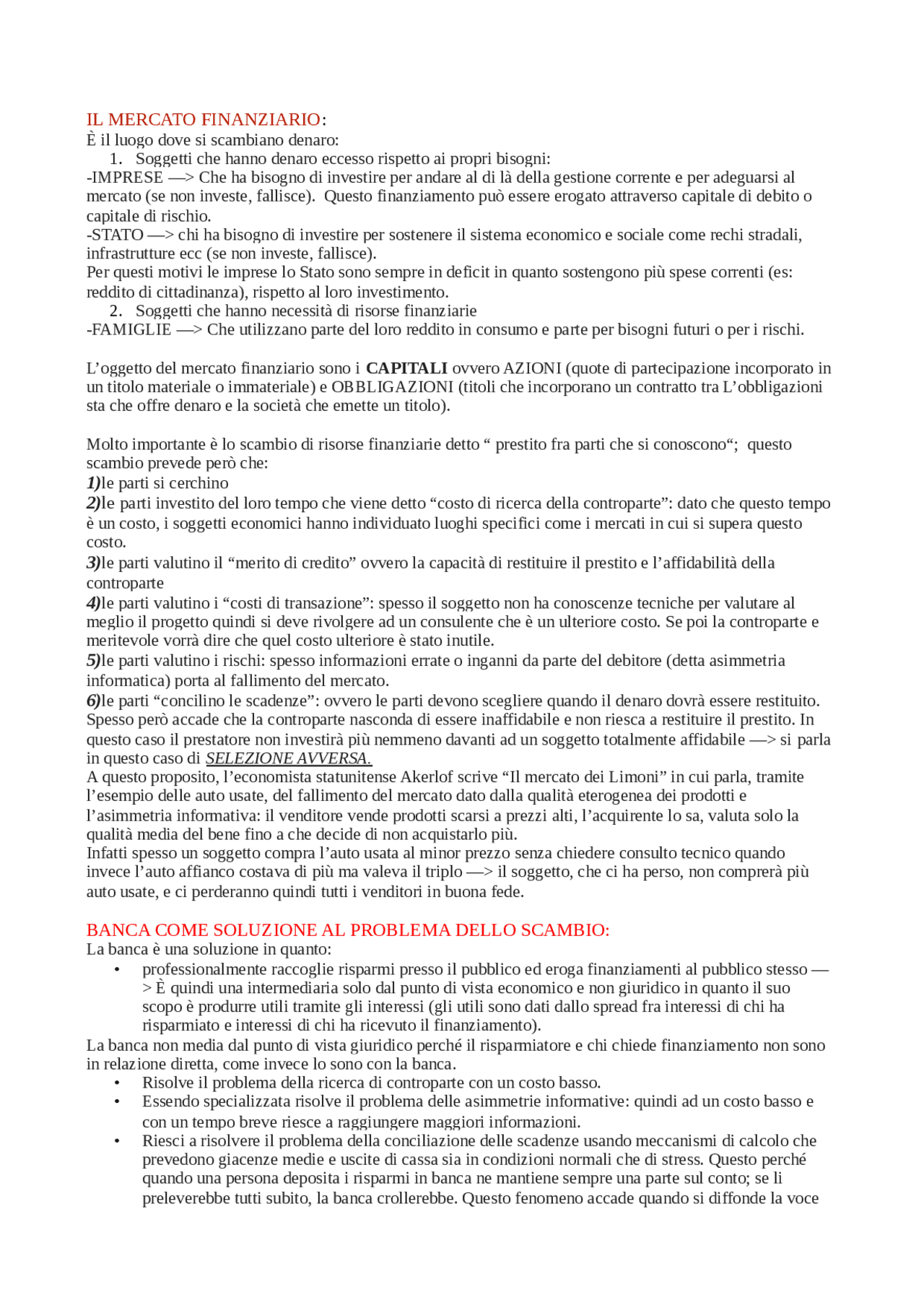 Diritto Dei Mercati Finanziari Docsity