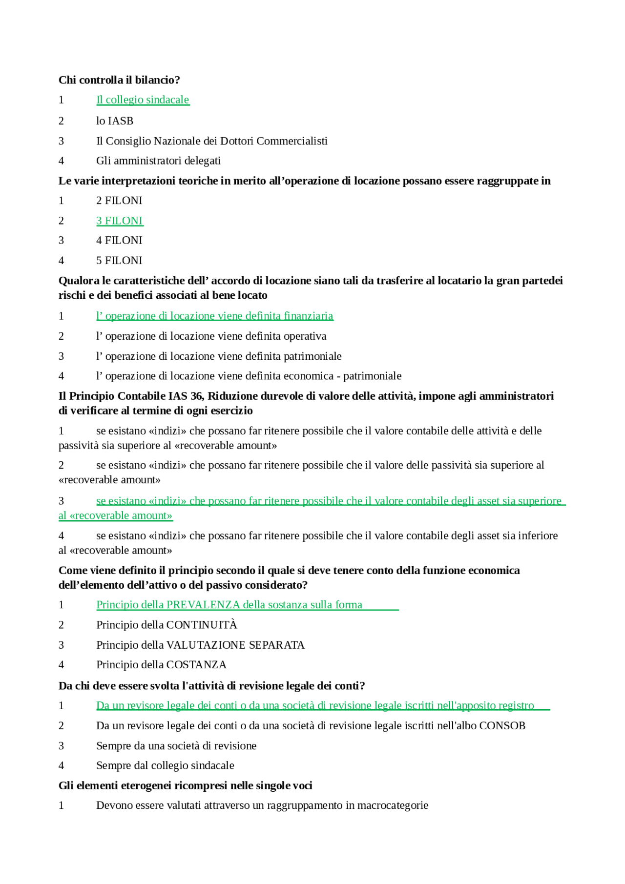 Test Con Risposte Di Ragioneria Generale E Applicata Prof Nuzzo