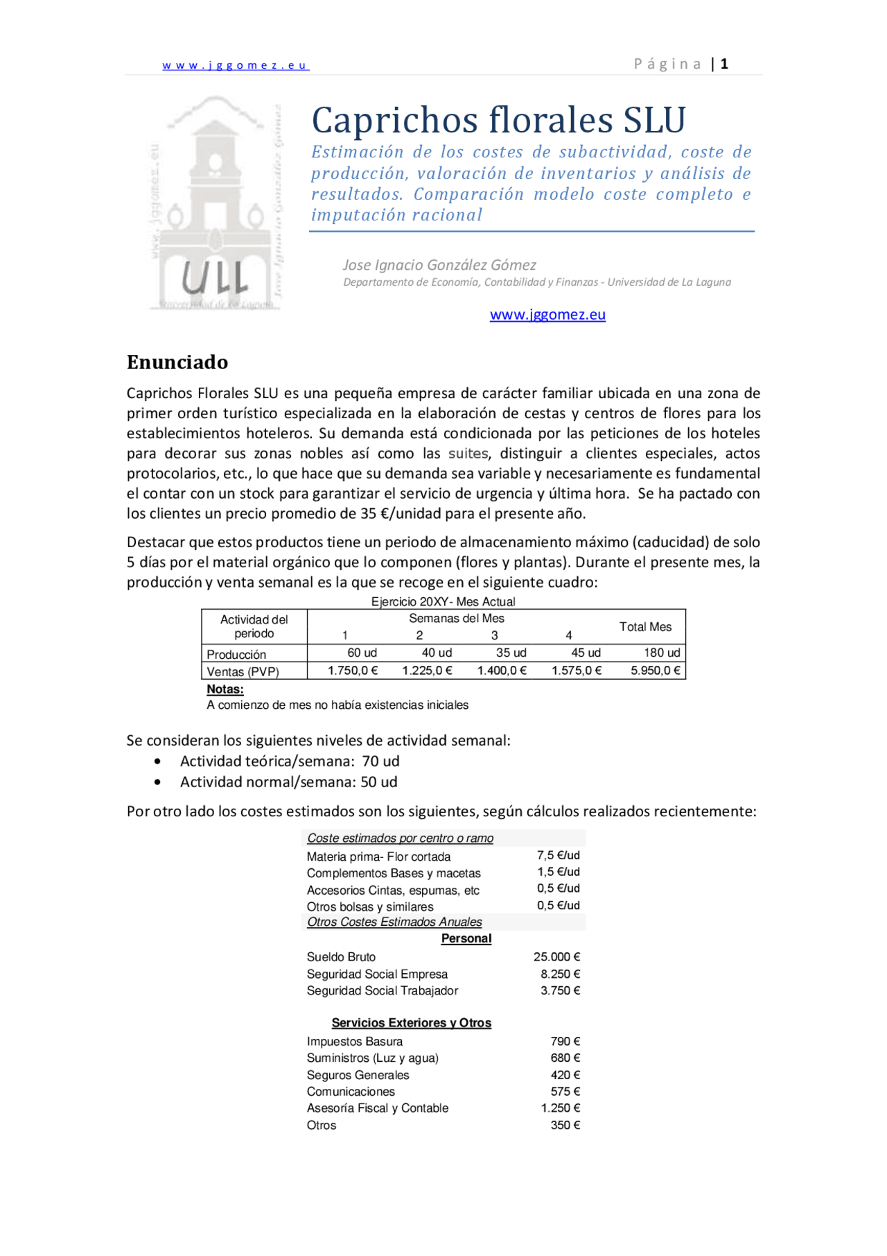 Ejercicios Modelos De Costes Docsity