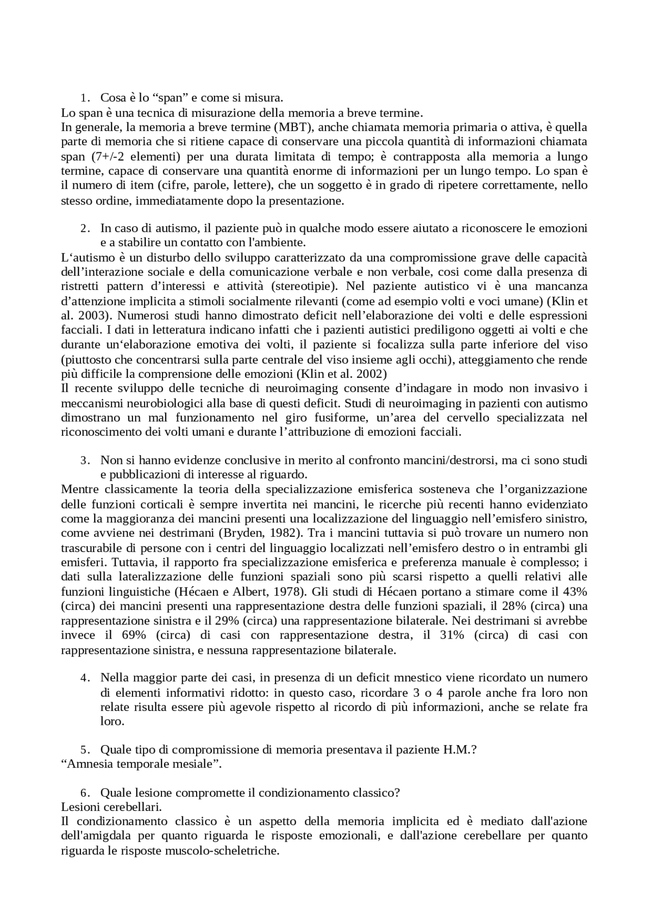 Domande E Risposte Sugli Argomenti Principali Docsity
