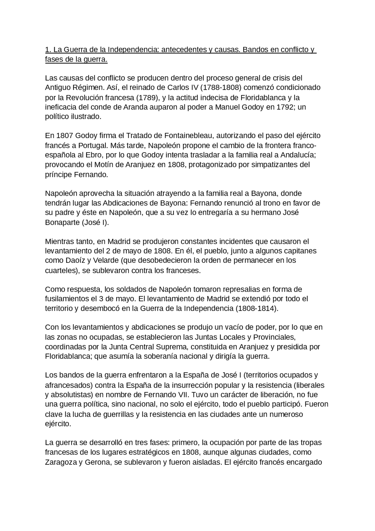 1 La Guerra De La Independencia Antecedentes Y Causas Bandos En