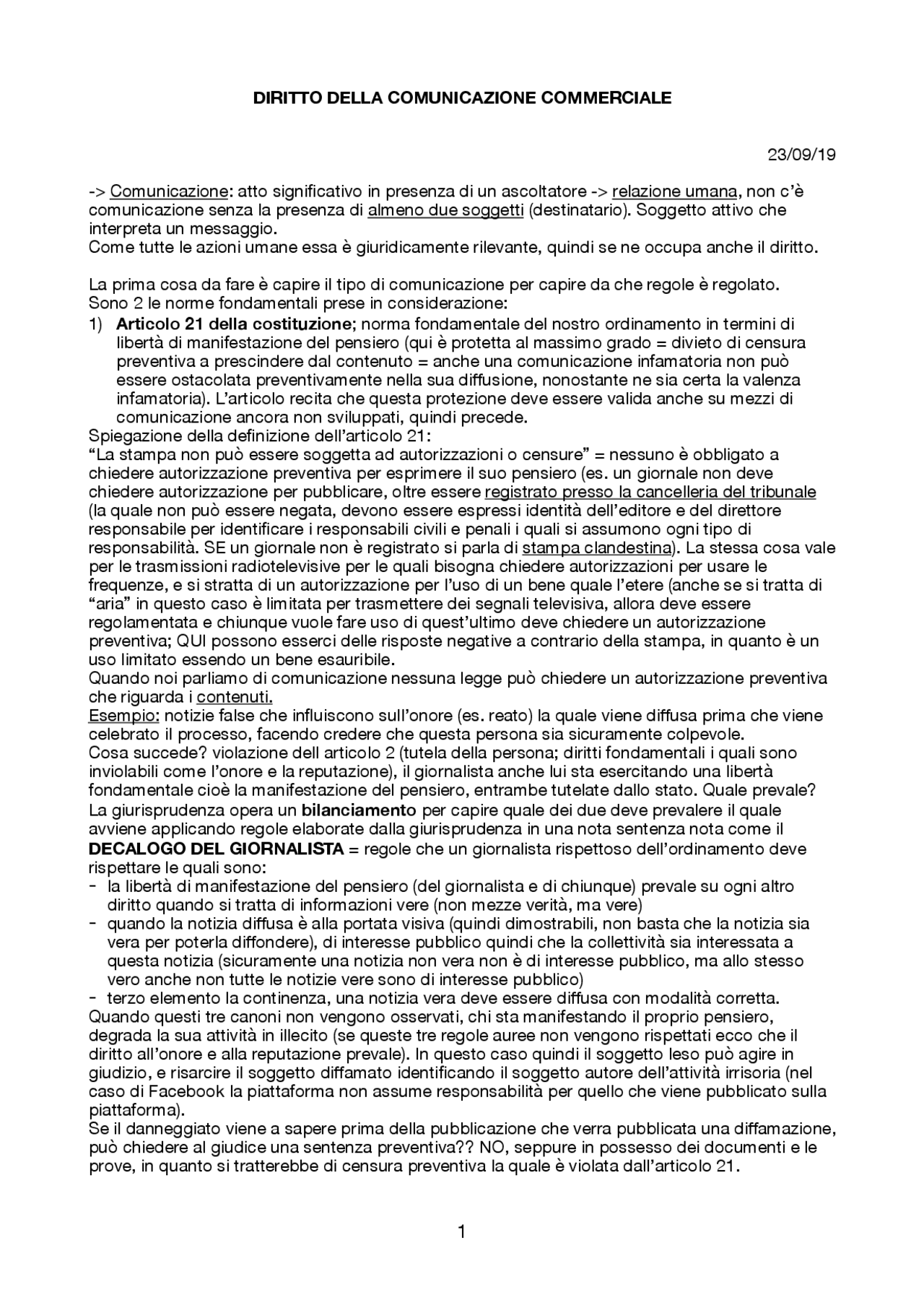 Appunti Diritto Della Comunicazione Commerciale Docsity