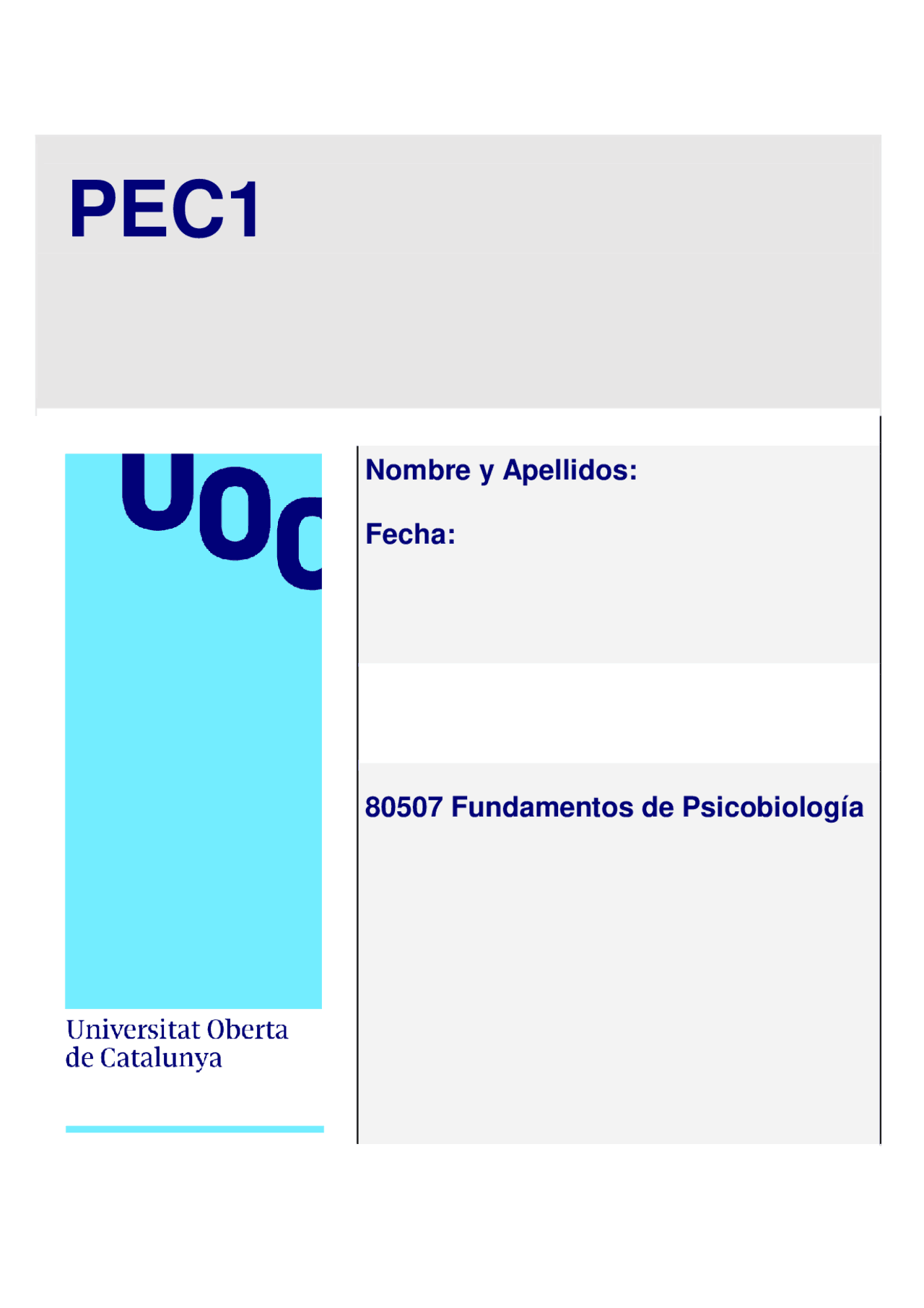 PEC1 Psicobiología 2019 - Docsity