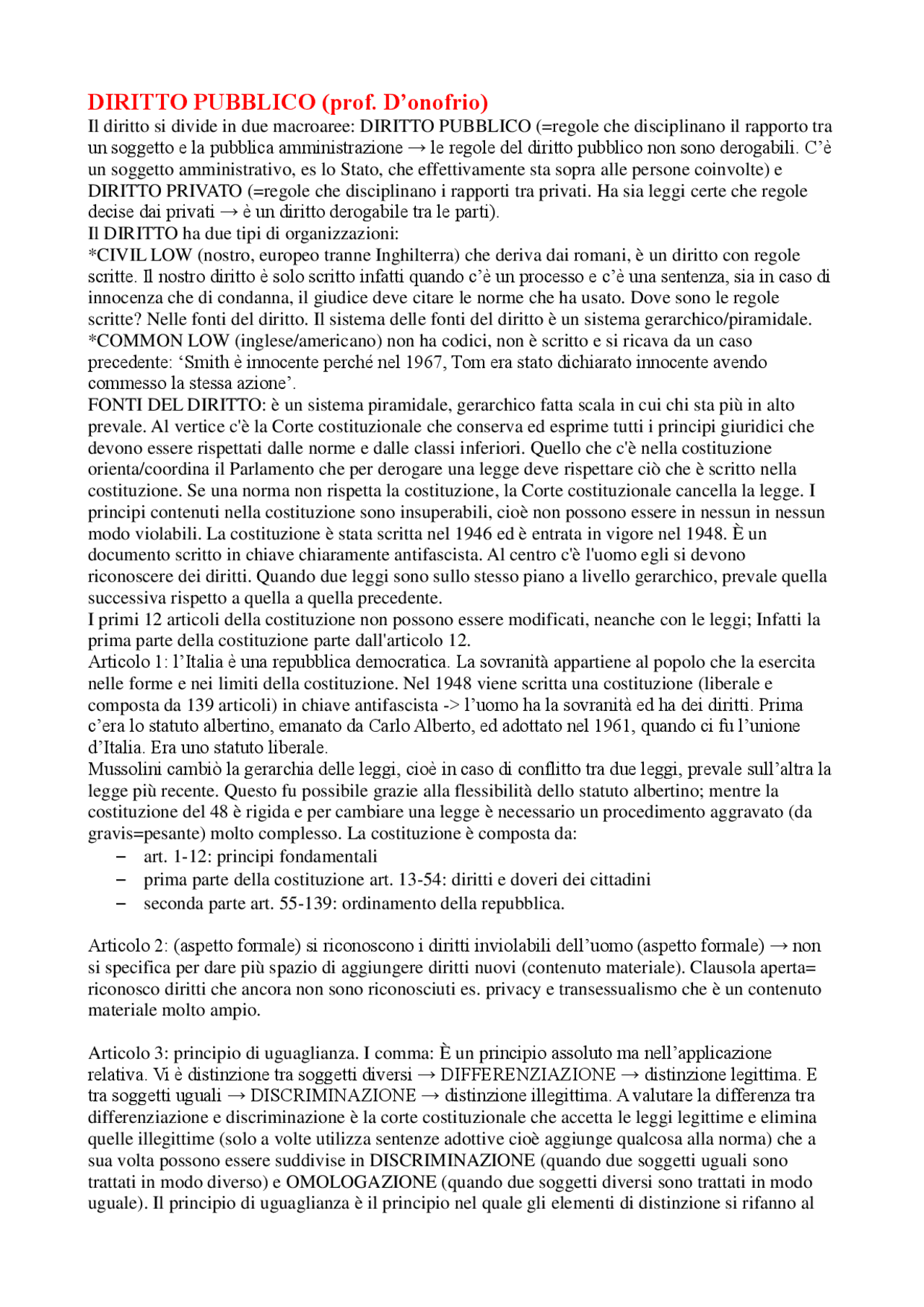 Diritto Pubblico Scienze Motorie Docsity
