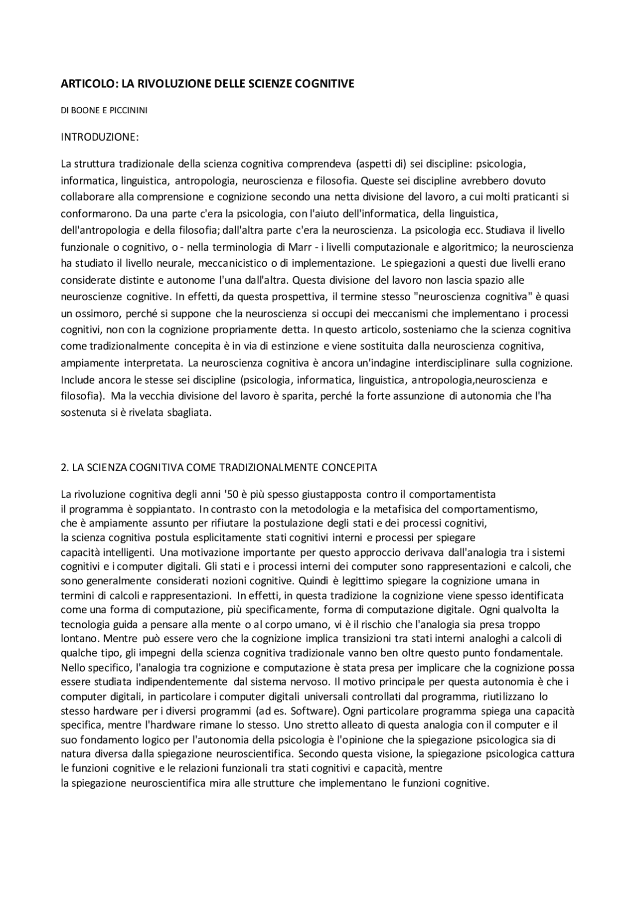 The Cognitive Neuroscience Revolution Traduzione Docsity