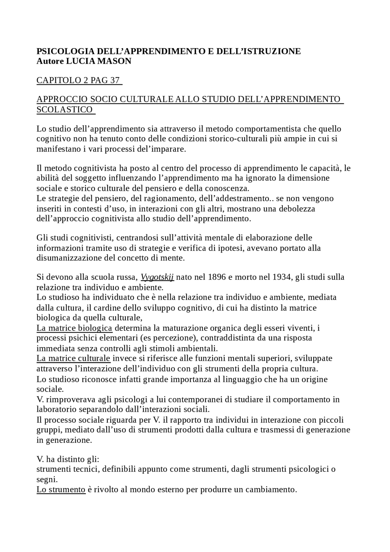 Riassunto Dei Capitoli 2 E 4 Psicologia Dellapprendimento Di Mason