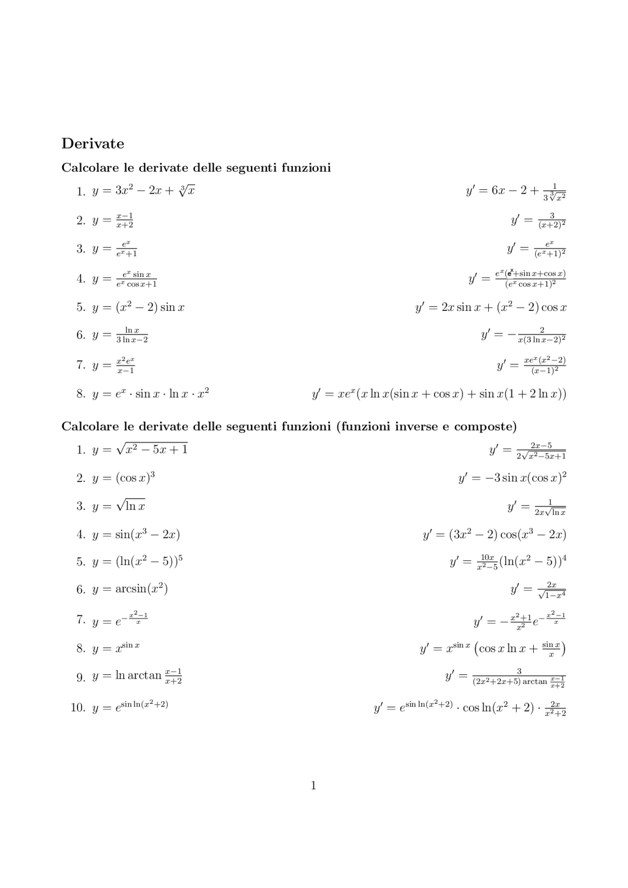 Derivate Appunti Di Matematica Docsity