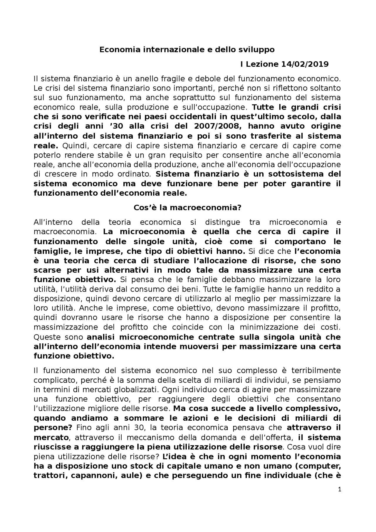 Economia Internazionale Modulo 1 Macroeconomia Docsity