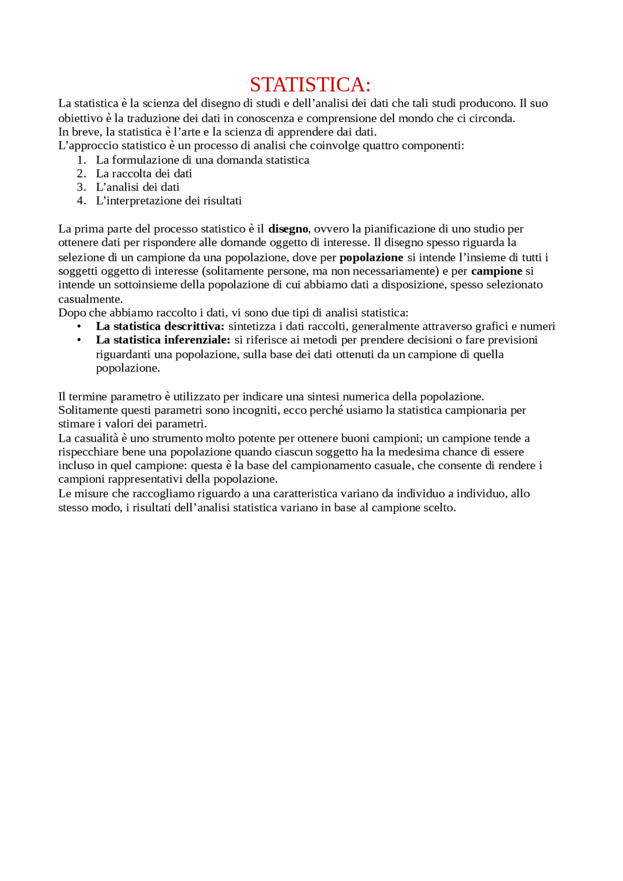 Elementi di statistica - Docsity