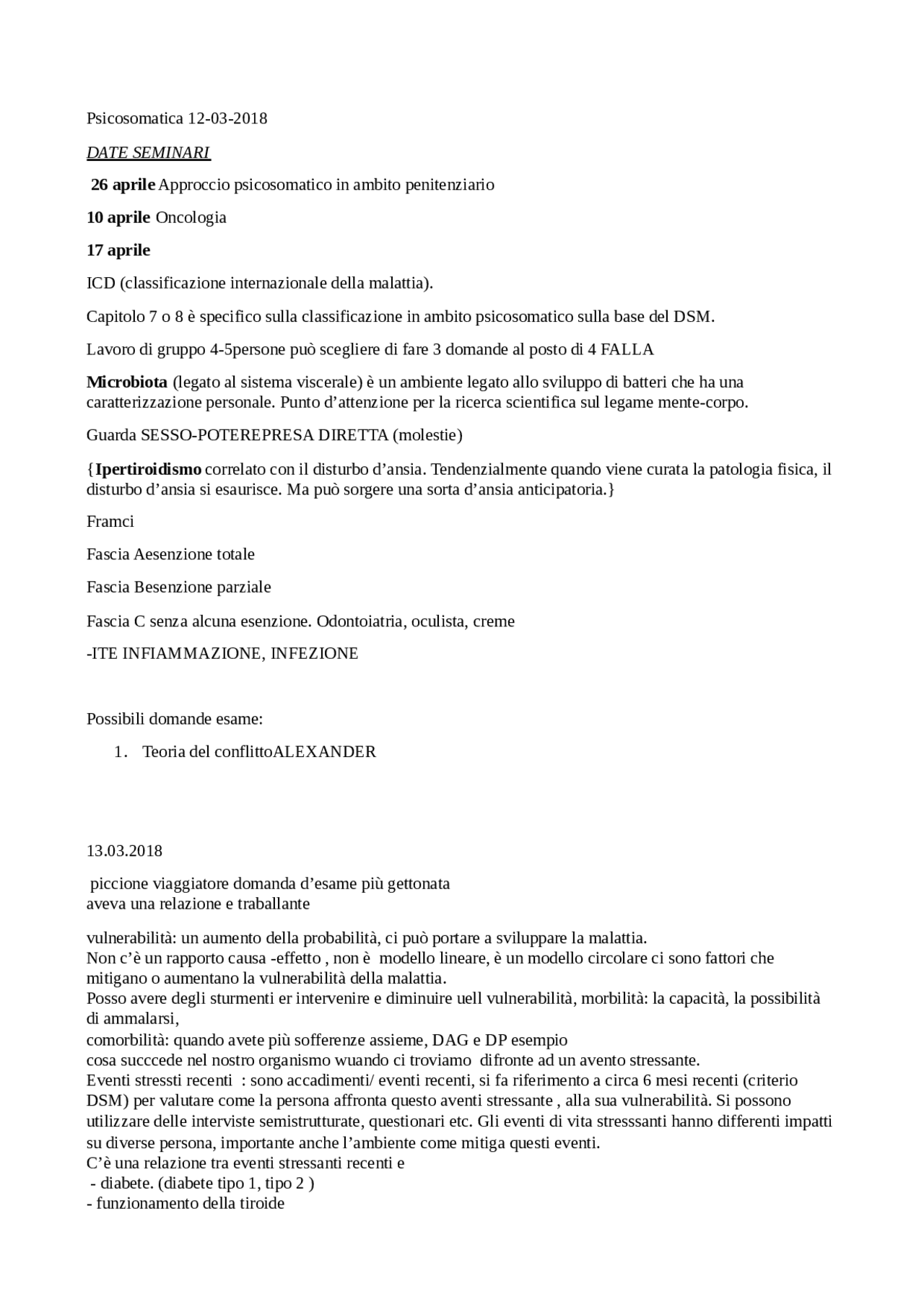Appunti Psicosomatica Docsity
