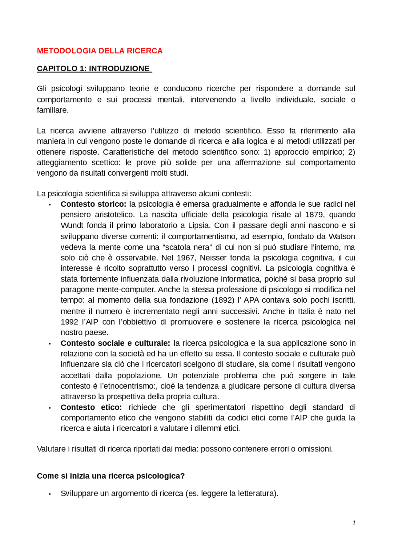 Metodologia Della Ricerca Docsity