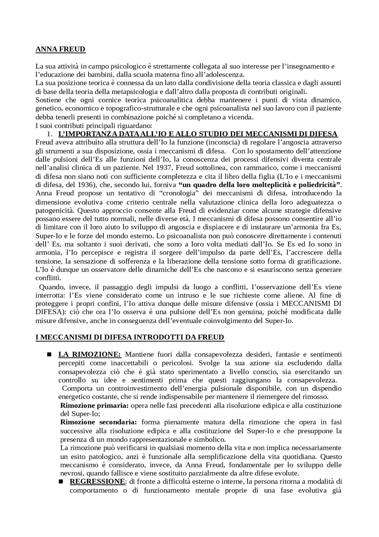 Riassunto Di Anna Freud Docsity