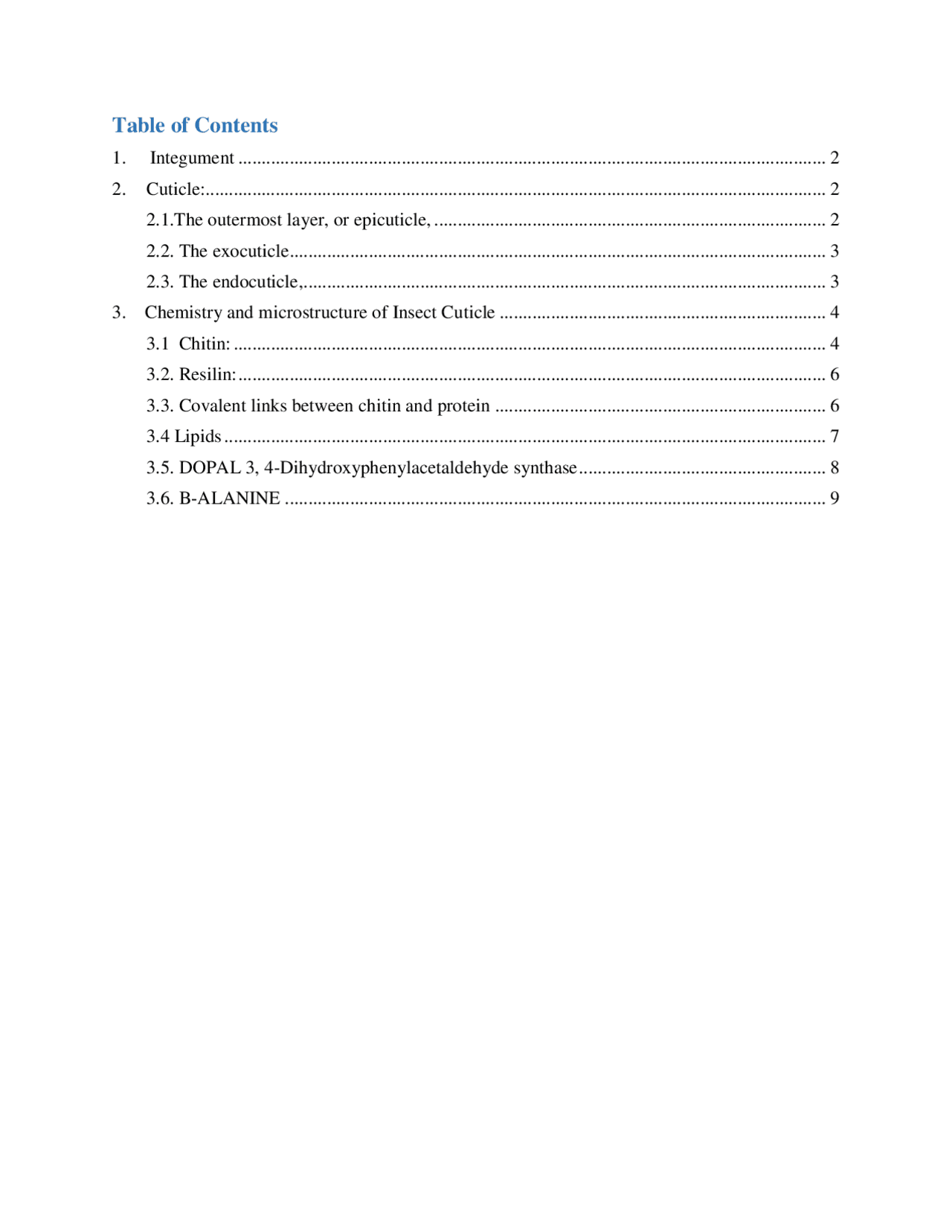 Chemical Composition Of Insect Cuticle Docsity