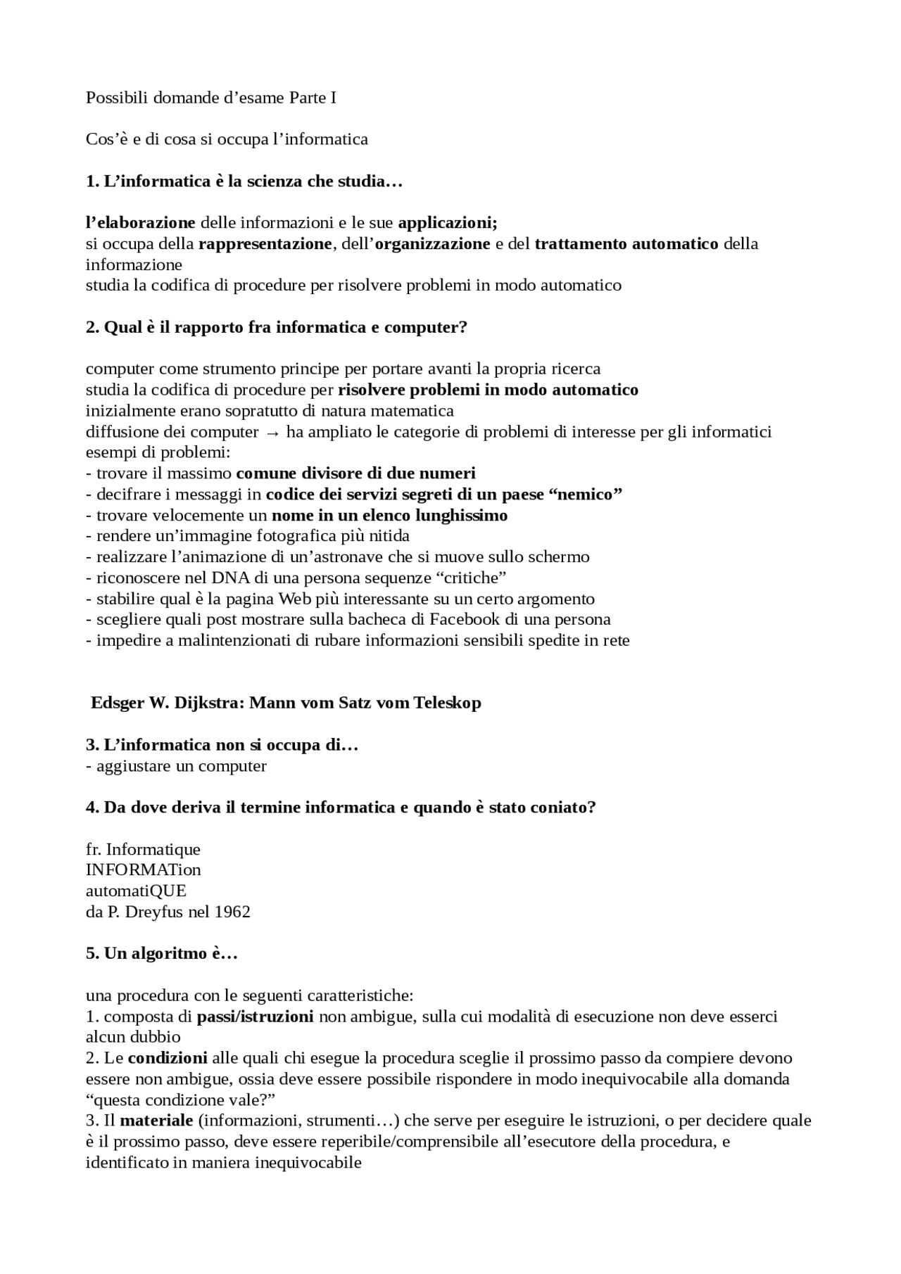 Domande E Risposte Basi Informatica Docsity