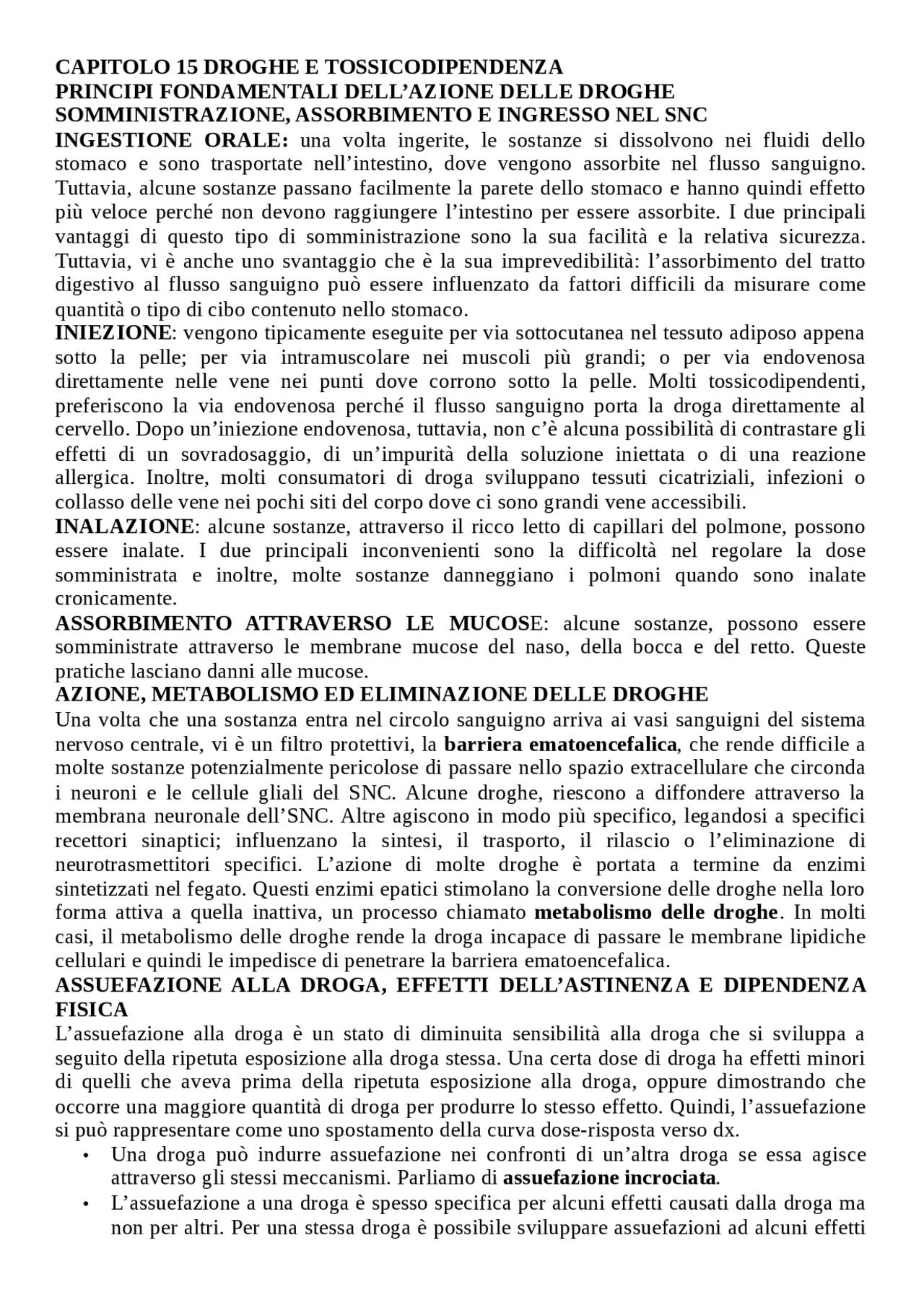 Droghe E Tossicodipendenza Docsity