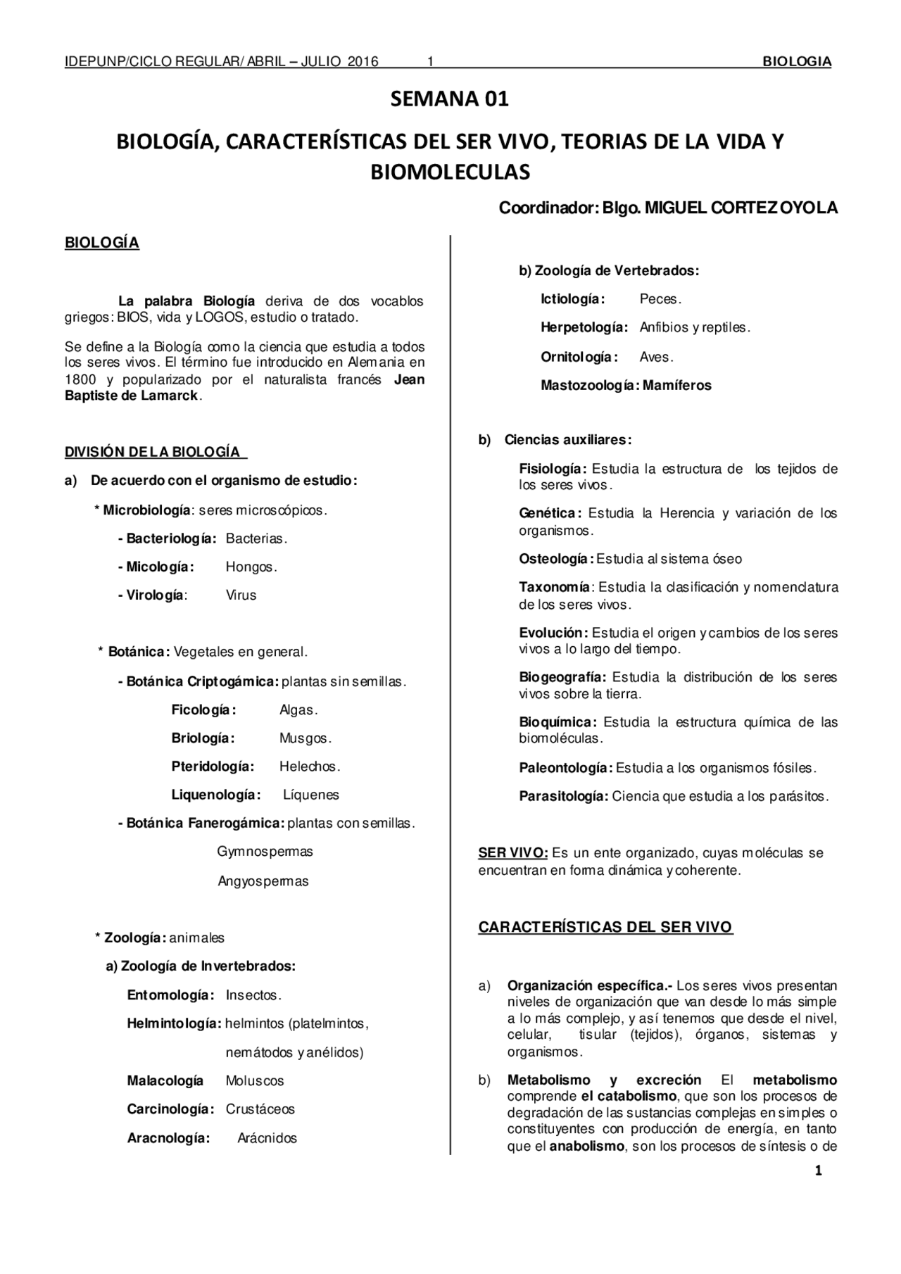 Apuntes Generales De Biologia Y Quimica Apuntes De Biología Docsity
