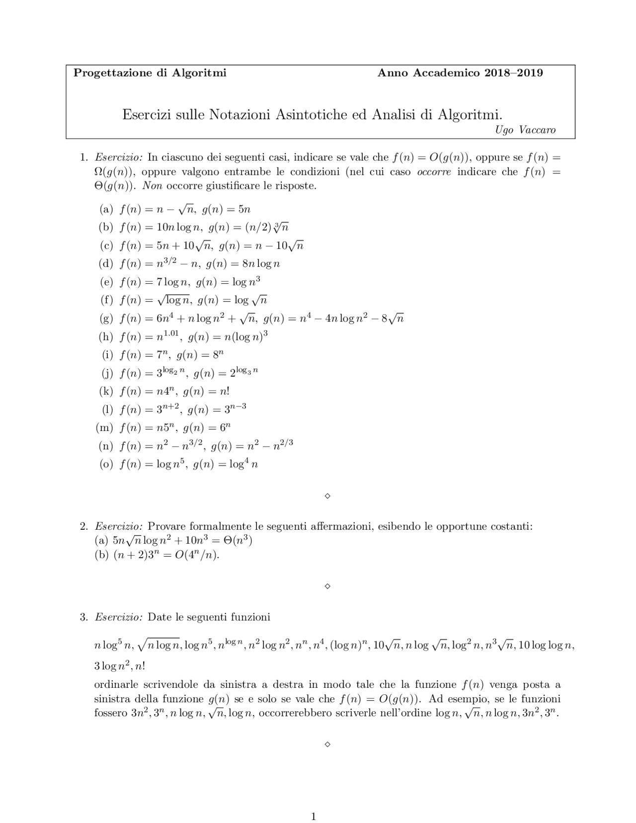 Esercizi Algoritmi pt.1 - Docsity