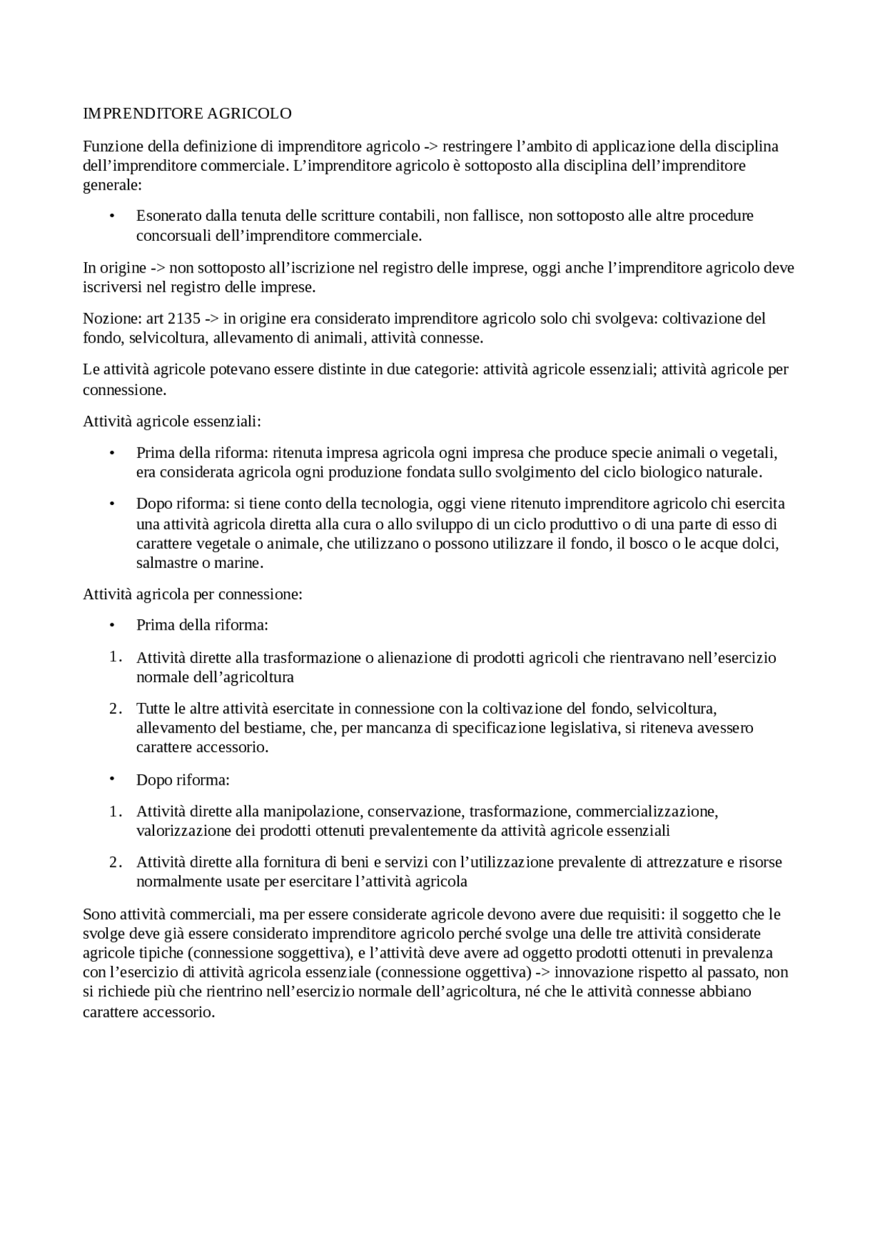 Imprenditore Agricolo E Azienda Docsity