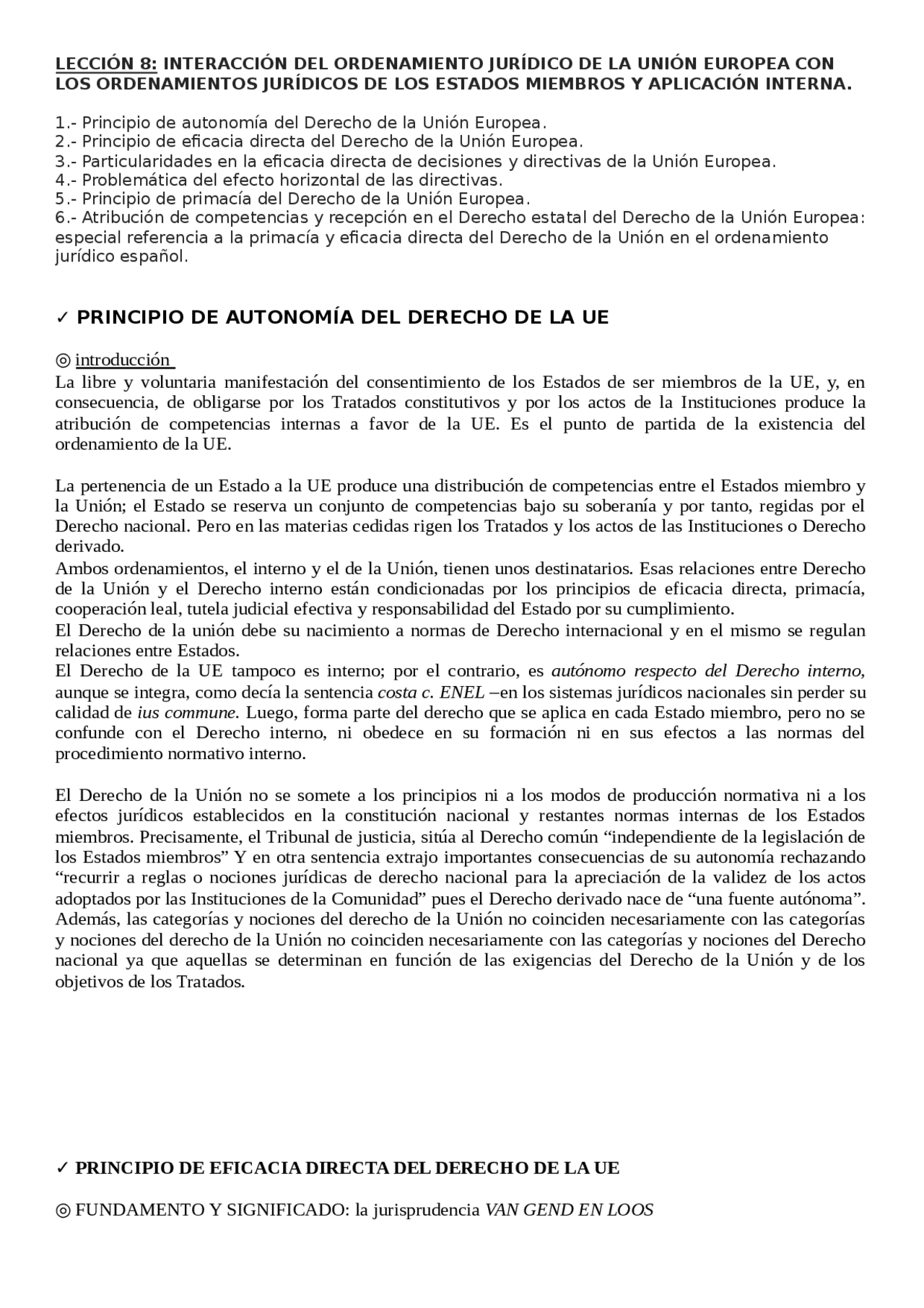 Lección 8 derecho comunitario - Docsity