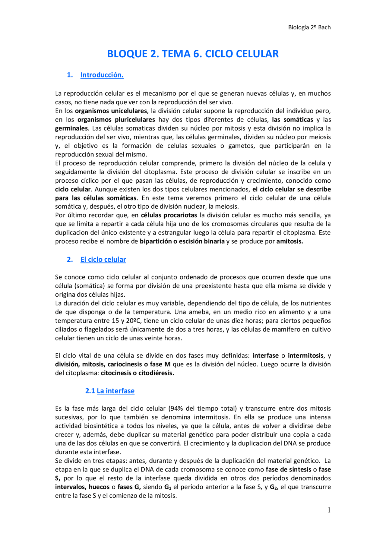 Apuntes De 2ºbachillerato De Ciclo Celular Apuntes De Biología Docsity