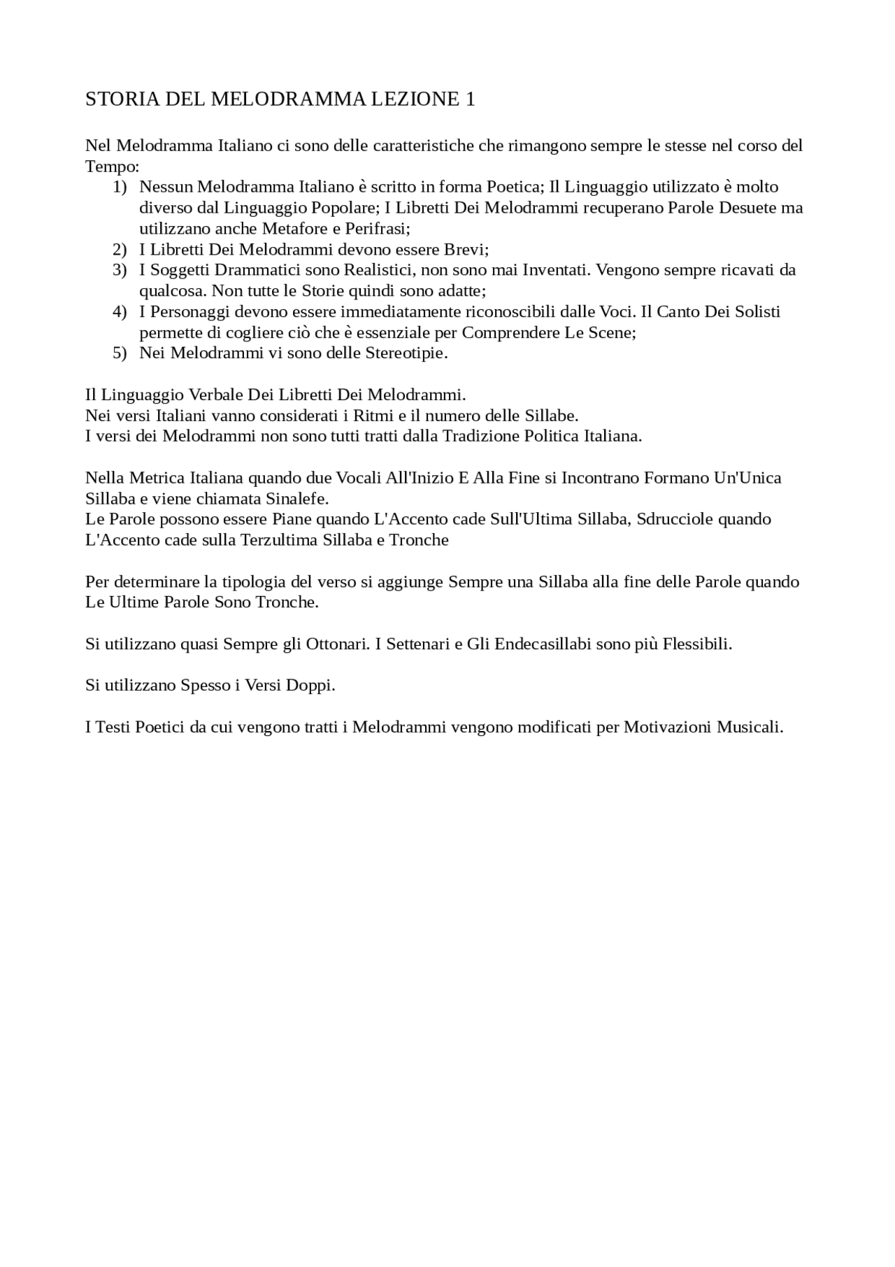 Storia Del Melodramma Lezione 1 - Docsity