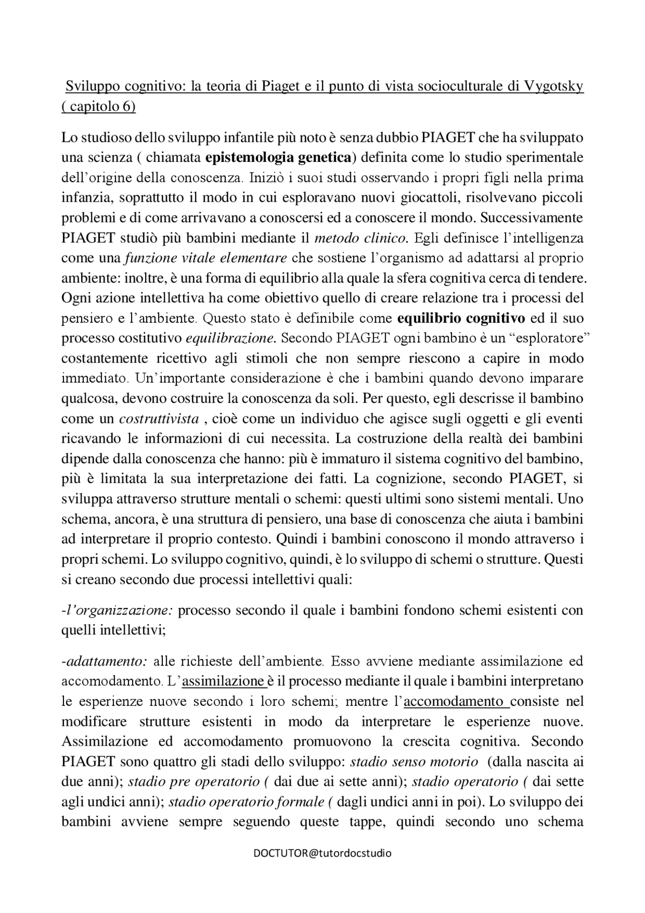 Manuale Di Psicologia Dello Sviluppo Docsity