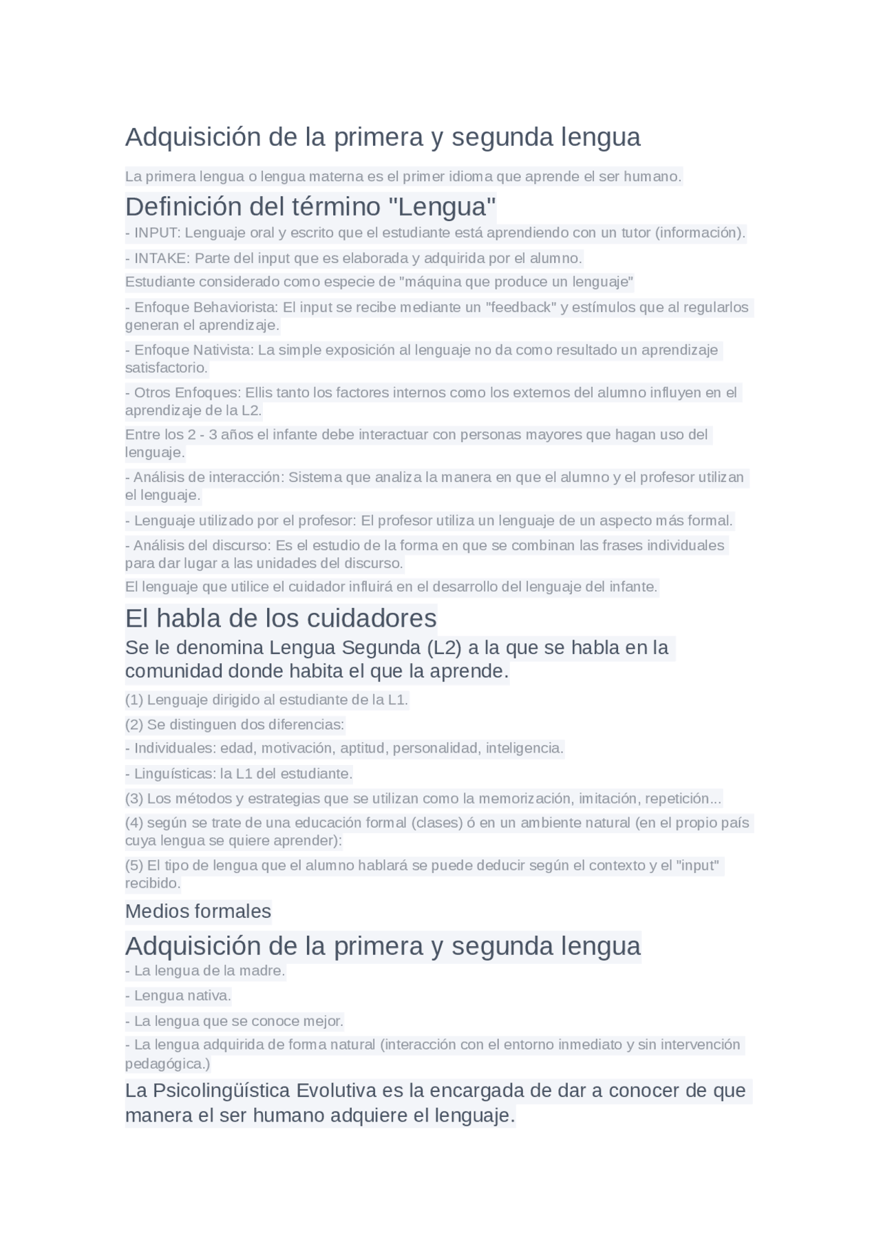 Adquisicion de la primera y segunda lenga - Docsity