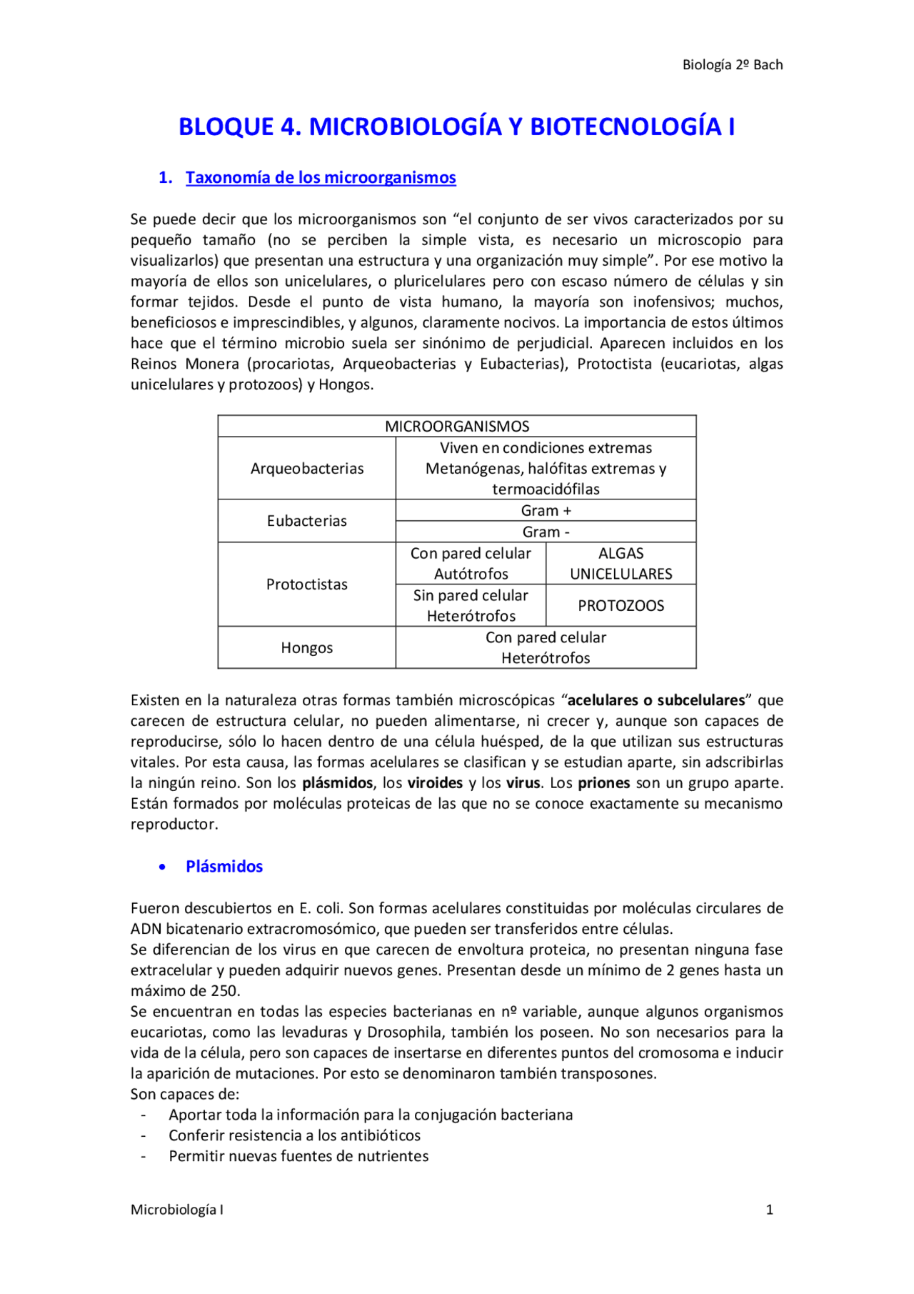 Apuntes De 2ºbachillerato De Microbiología 1 Docsity