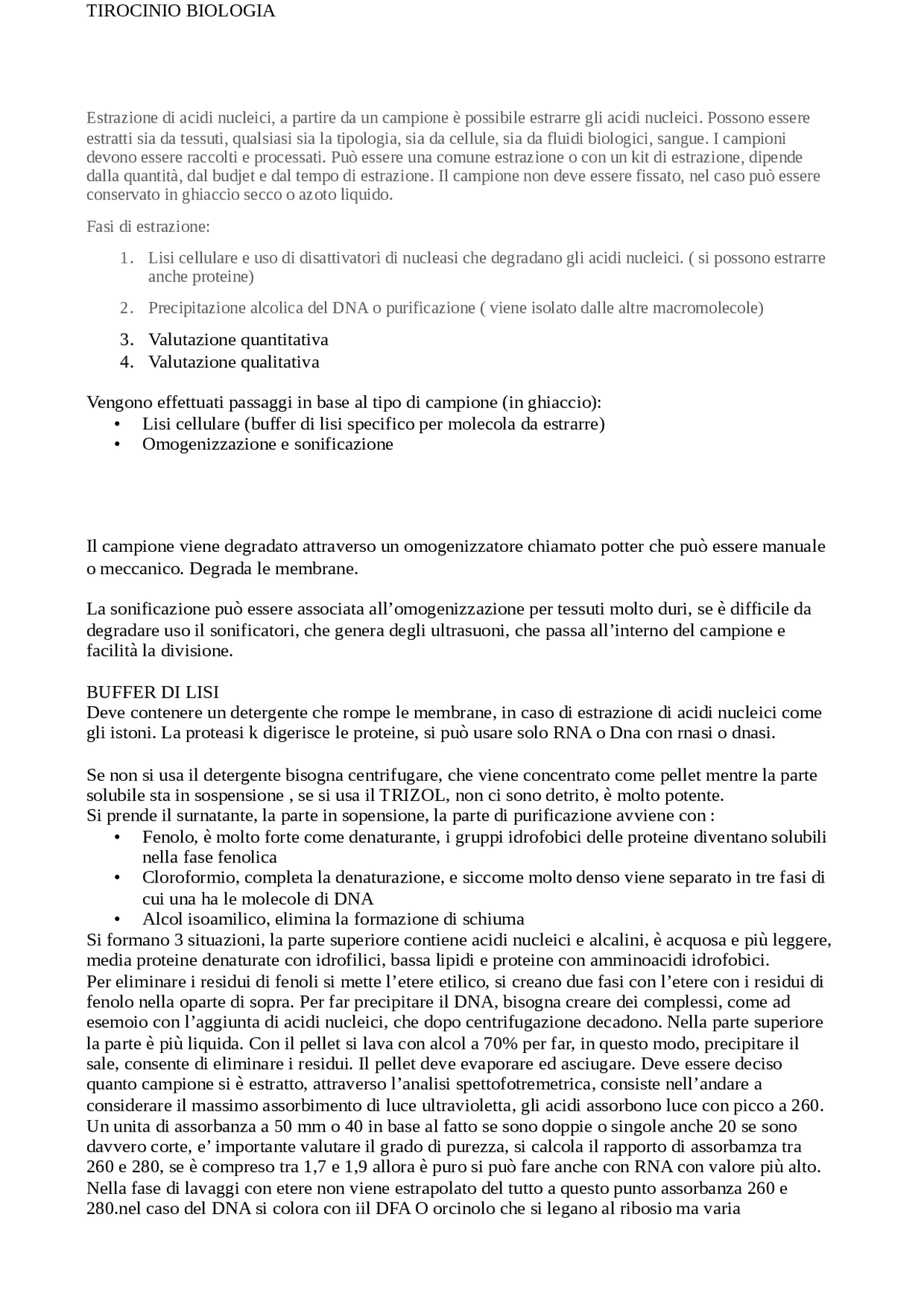 Appunti Sullestrazione Degli Acidi Nucleici Docsity