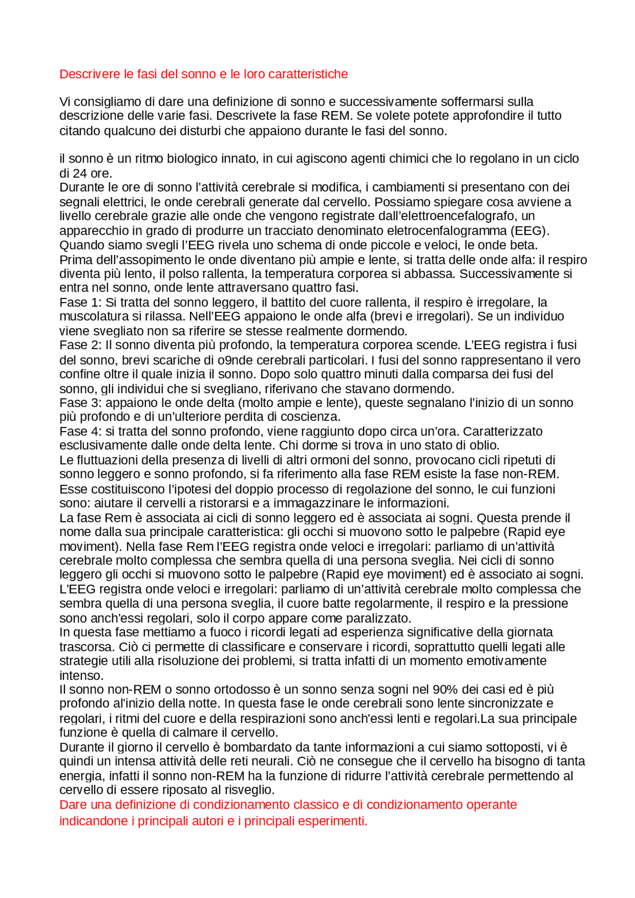 Possibili Domande Esame Di Psicologia Generale Docsity