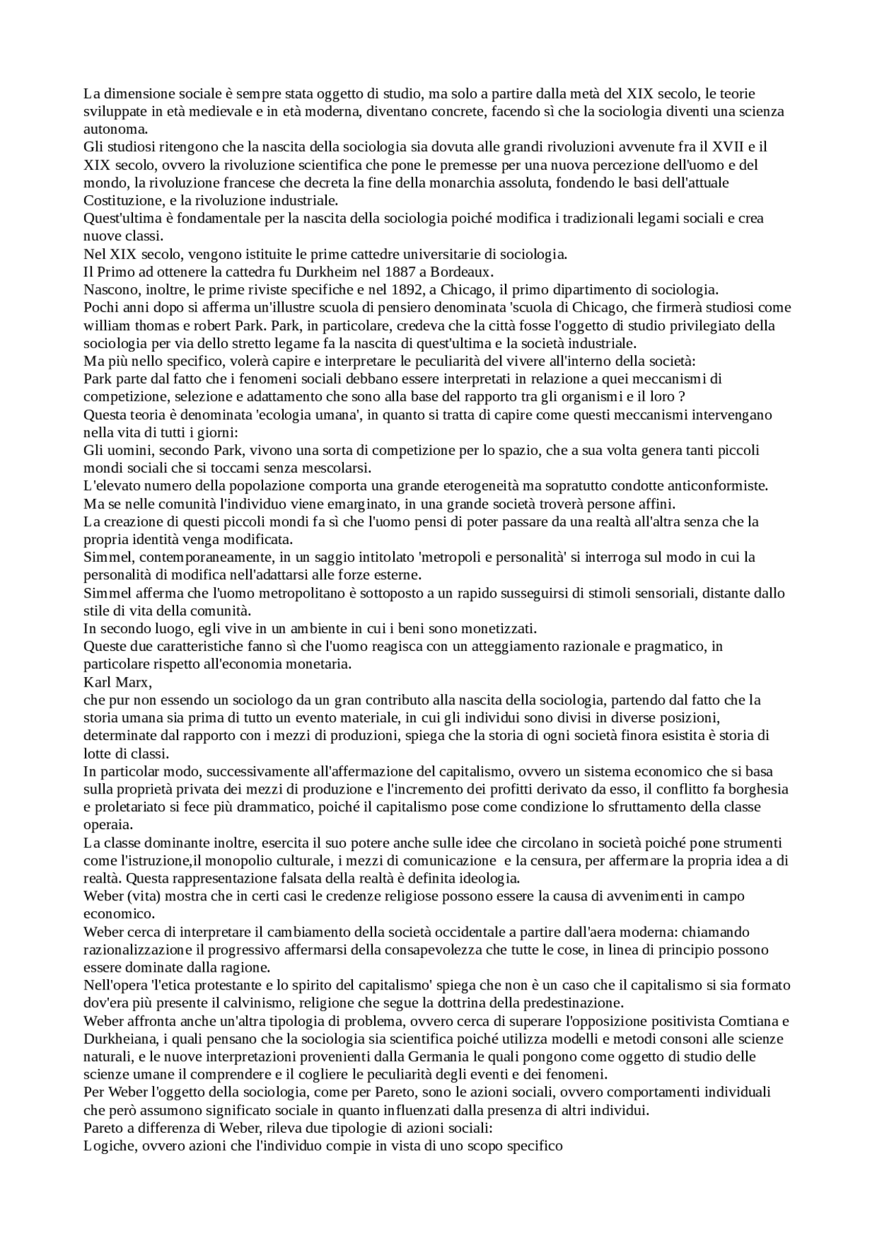 I Classici Della Sociologia Docsity