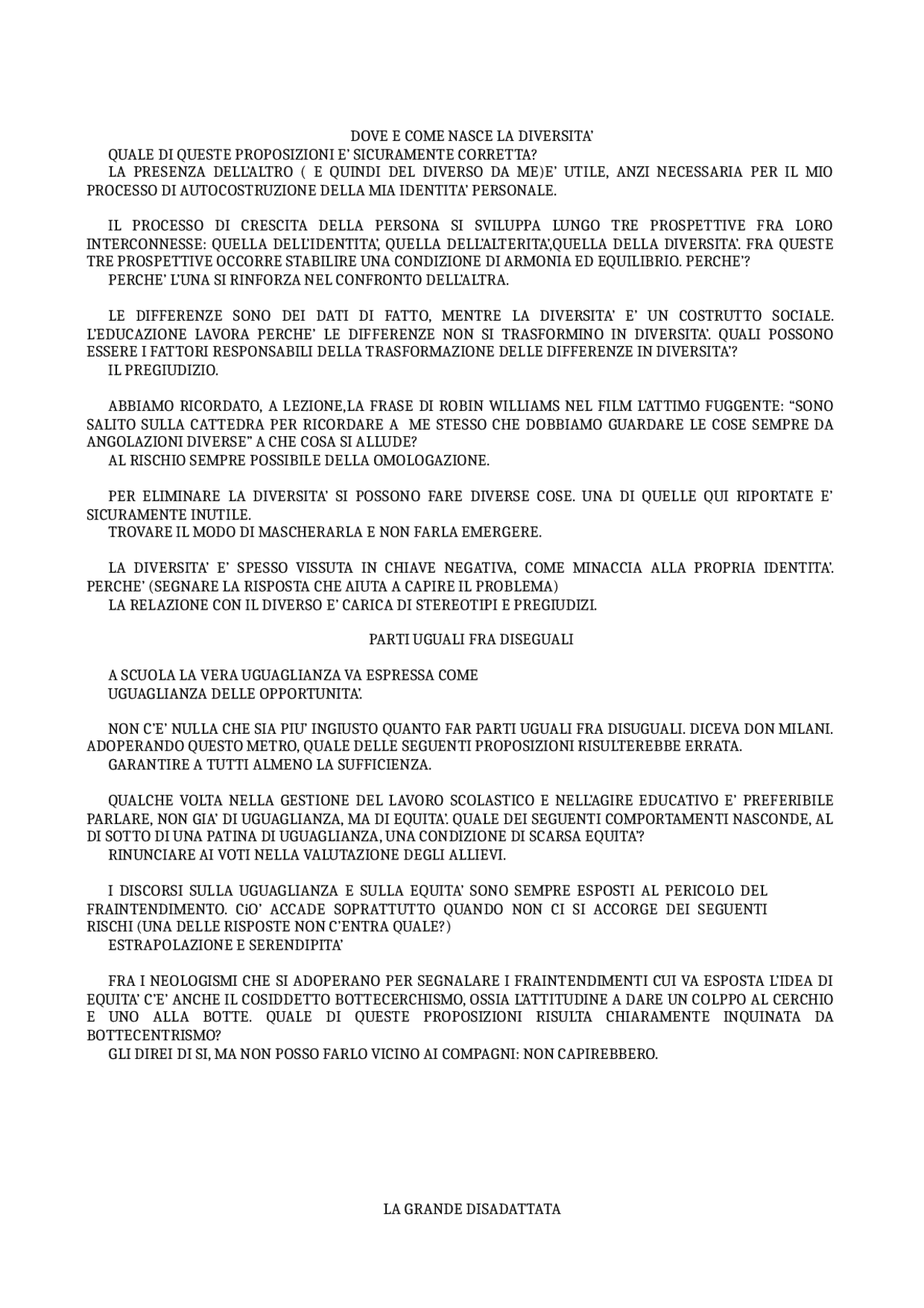Didattica Inclusiva Esame 24 Cfu Scuola Docsity