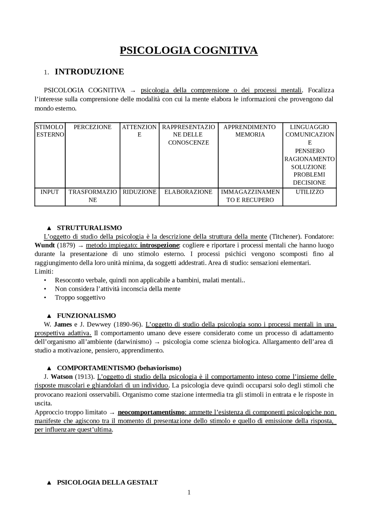 Psicologia Cognitiva Appunti Libro Nicoletti Docsity