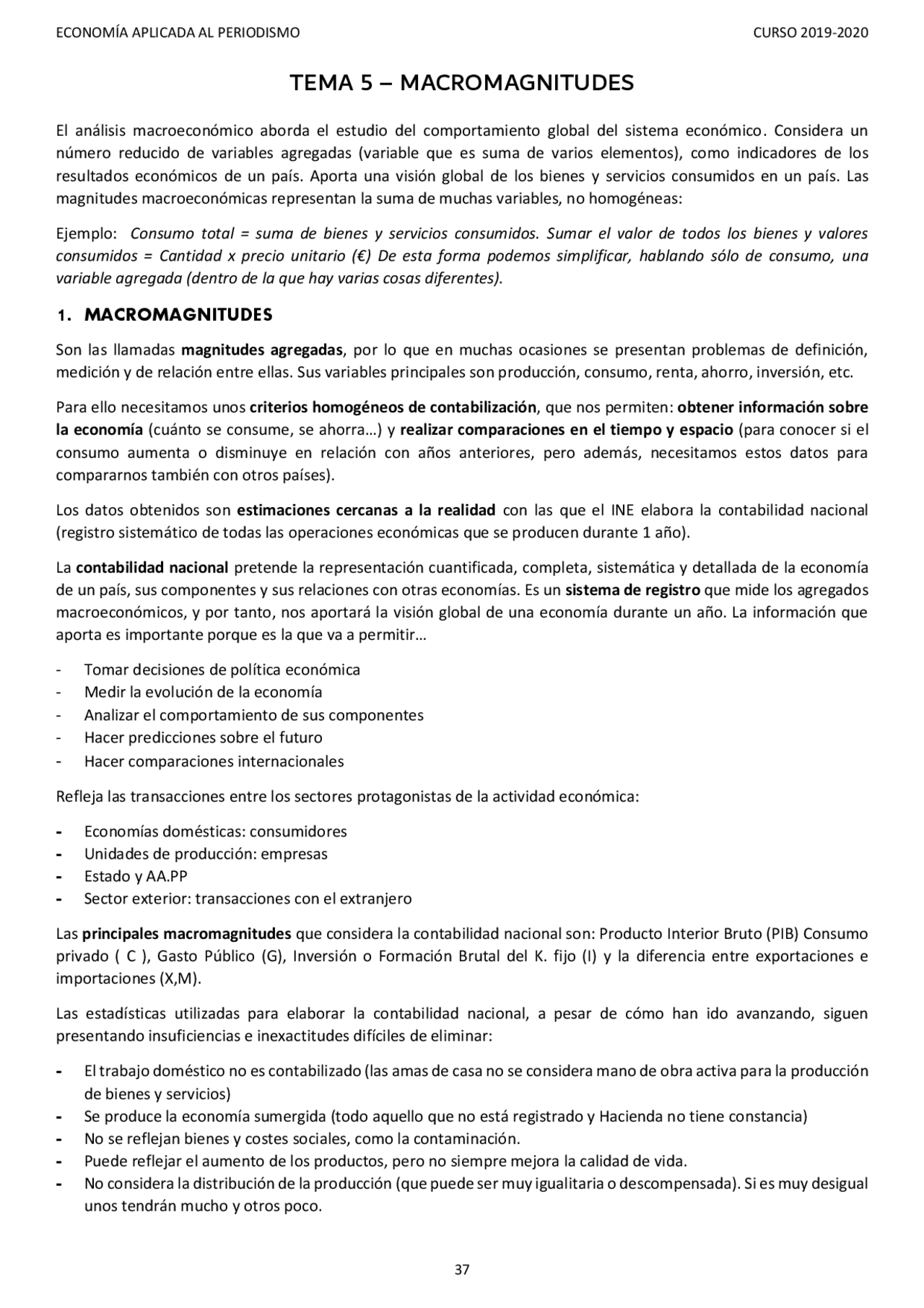 Tema 5 EconomÍa Aplicada Al Periodismo Docsity