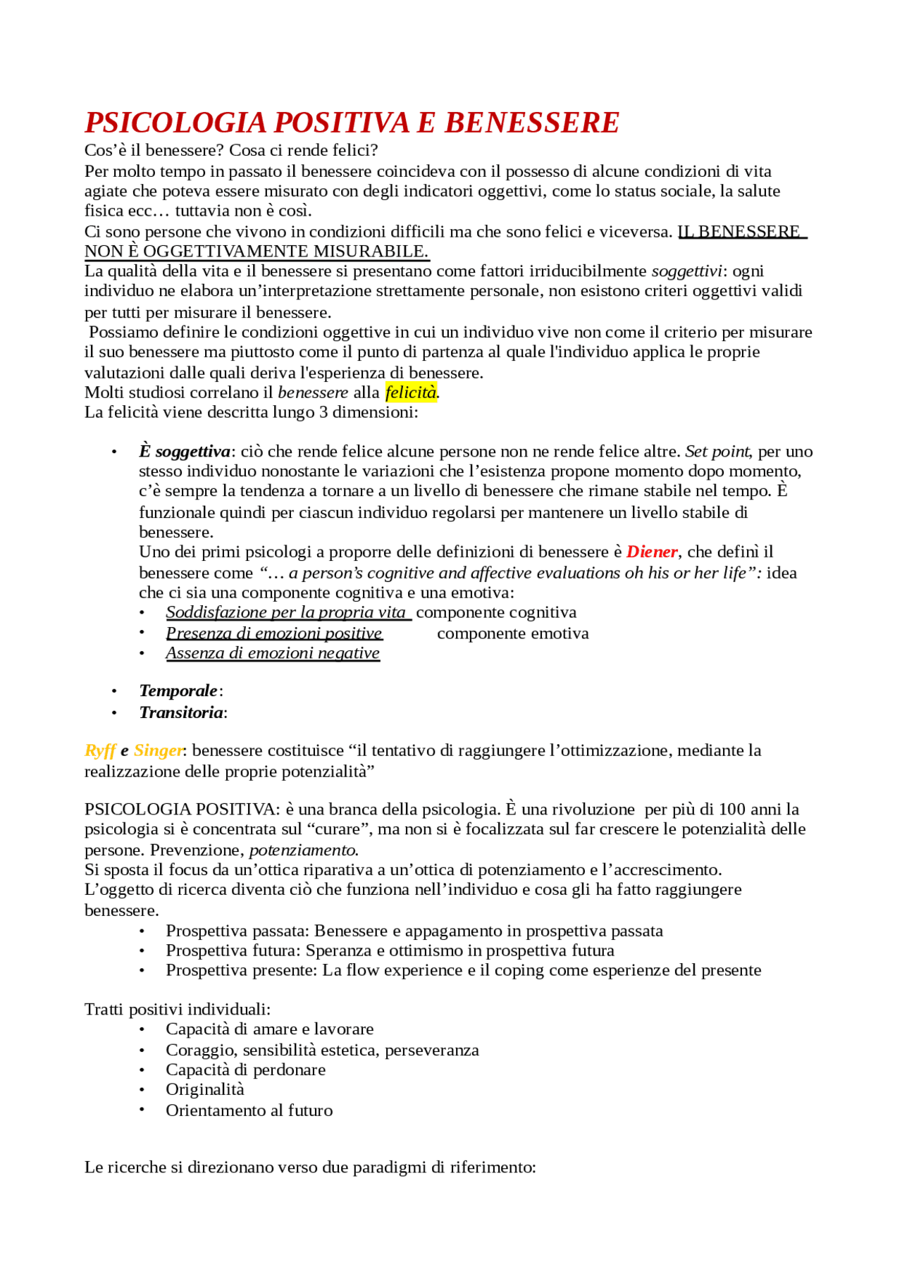 Il Benessere Profssa Ciceri Docsity