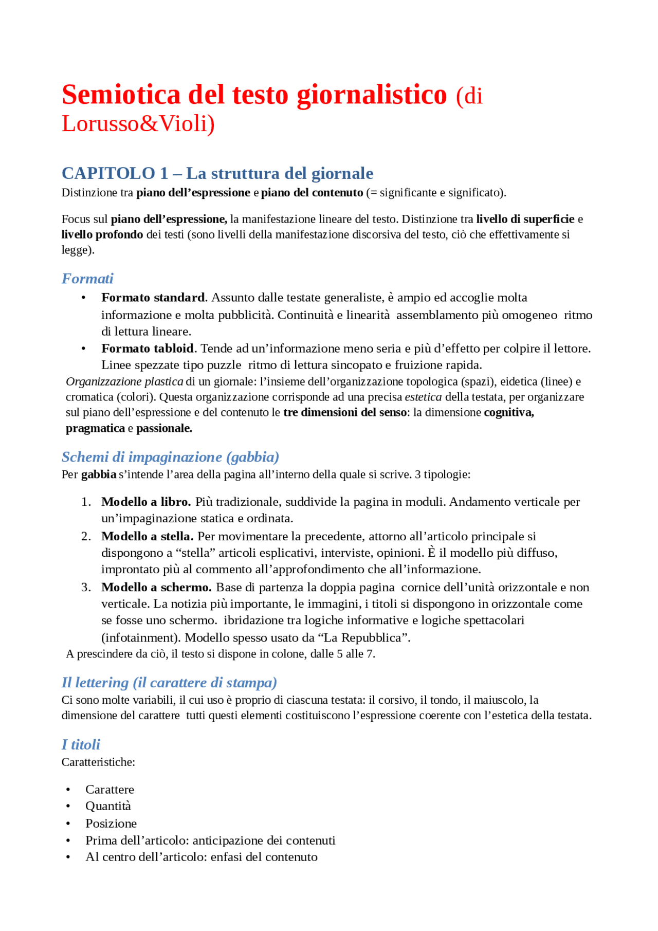 Semiotica Del Testo Giornalistico Docsity