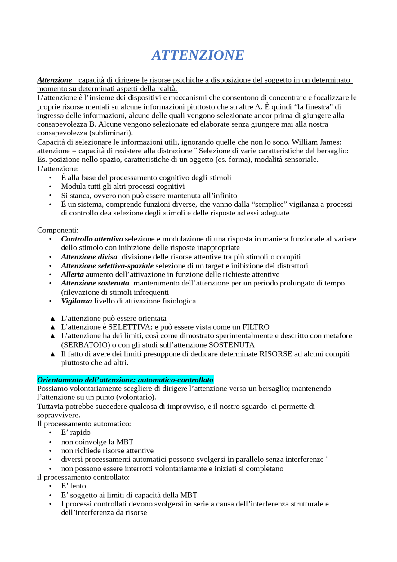 Lattenzione Profssa Ciceri Docsity
