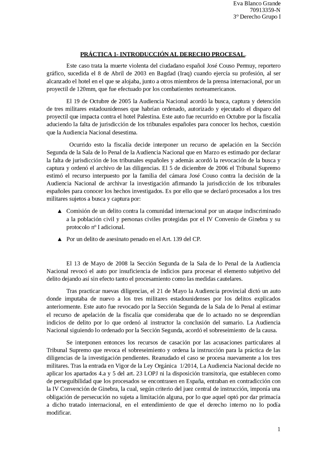 Introducción Al Derecho Procesal Práctica 1 Docsity