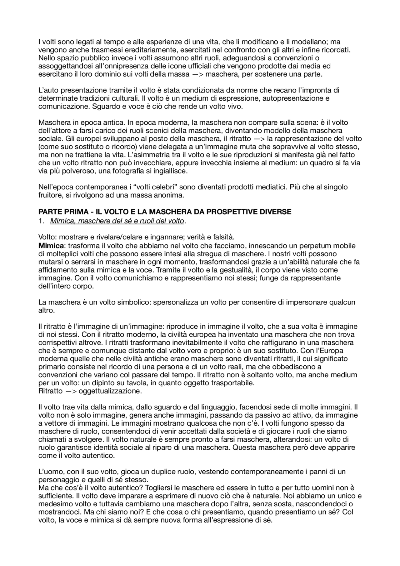 Facce Una Storia Del Volto Docsity