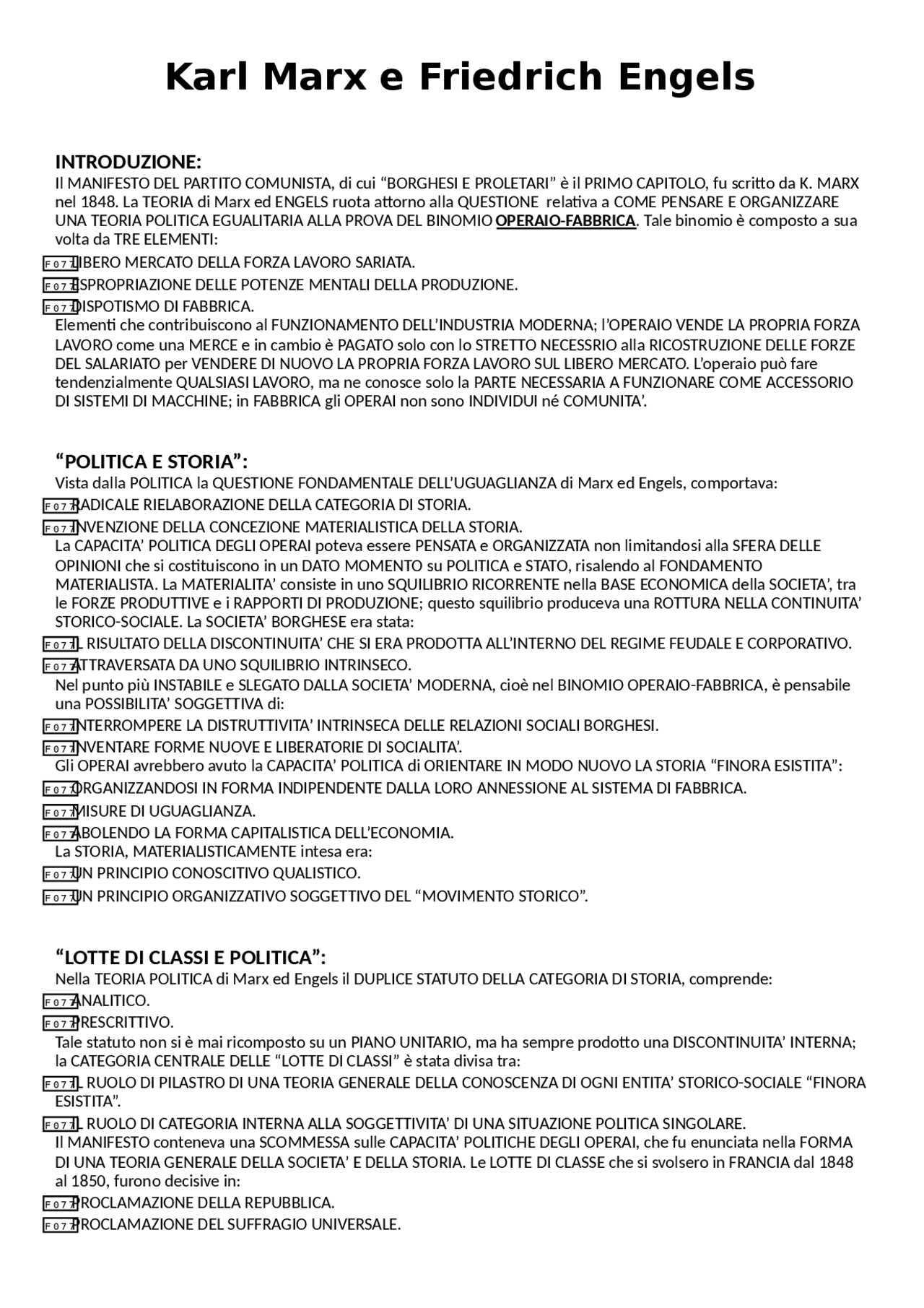 Teorie di Marx ed Engels - Docsity