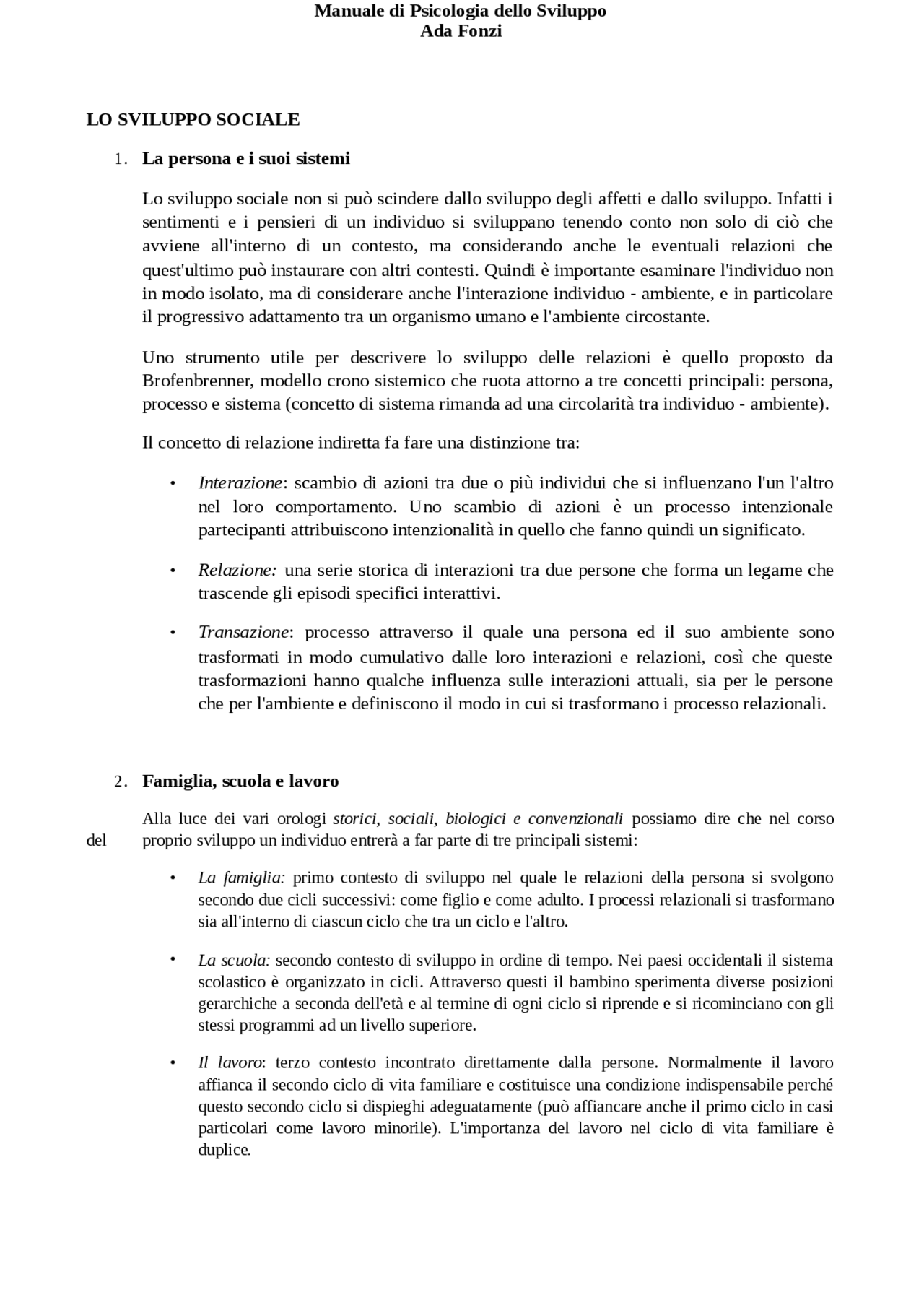 Manuale Di Psicologia Dello Sviluppo Lo Sviluppo Sociale Docsity