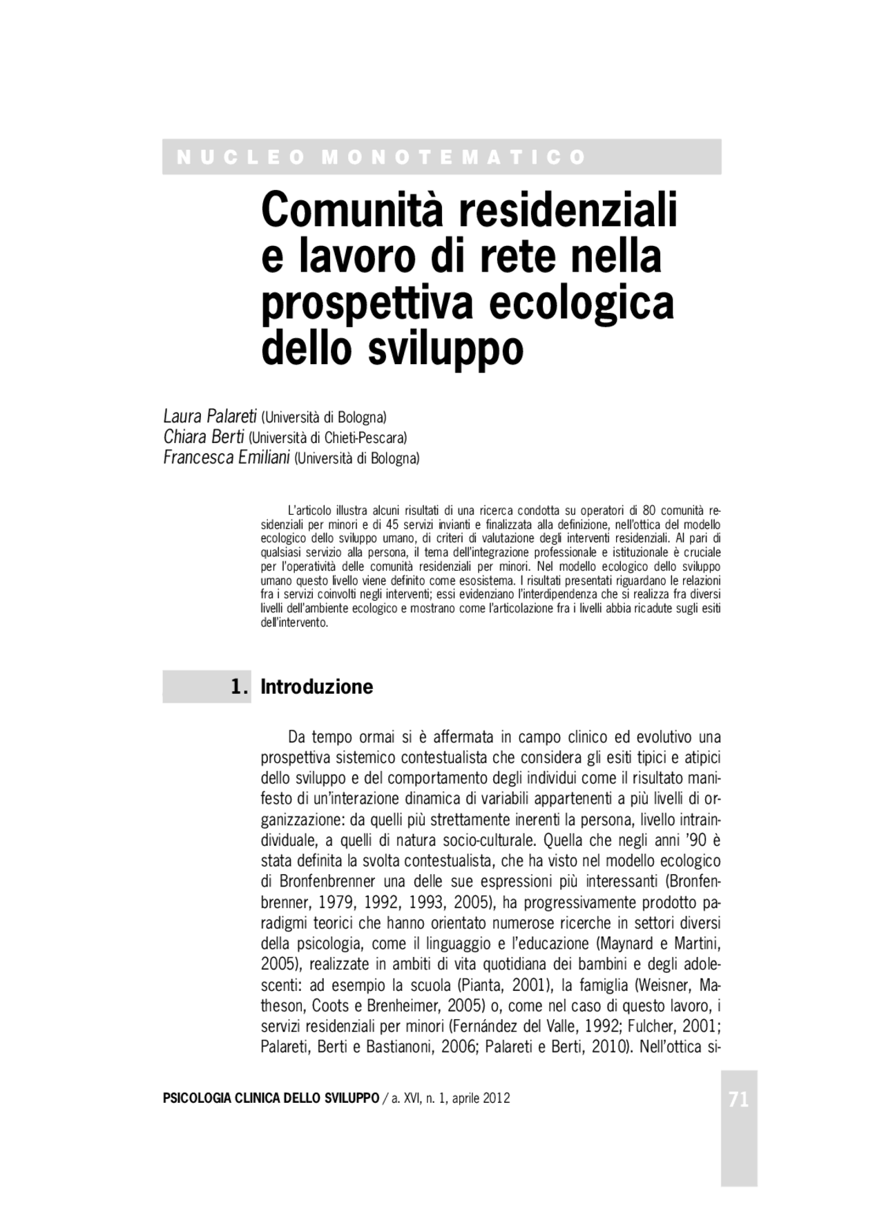 Comunità Residenziali E Lavoro Di Rete Docsity