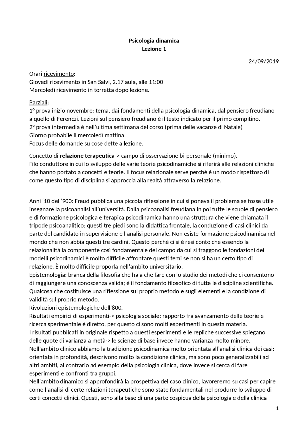 Prima Lezione Dinamica 20192020 Introduzione Docsity