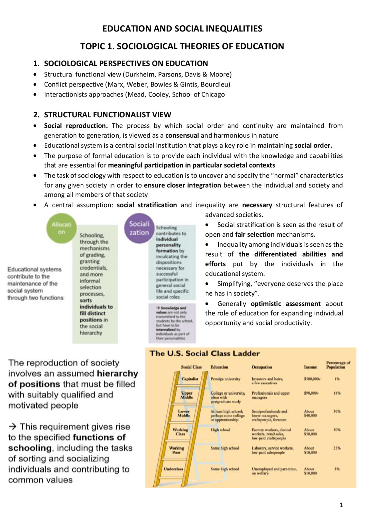 Sociological theories of education - Docsity