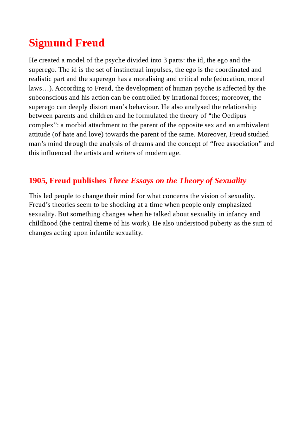 Sigmund Freud's Biography | Sintesi del corso di Inglese | Docsity