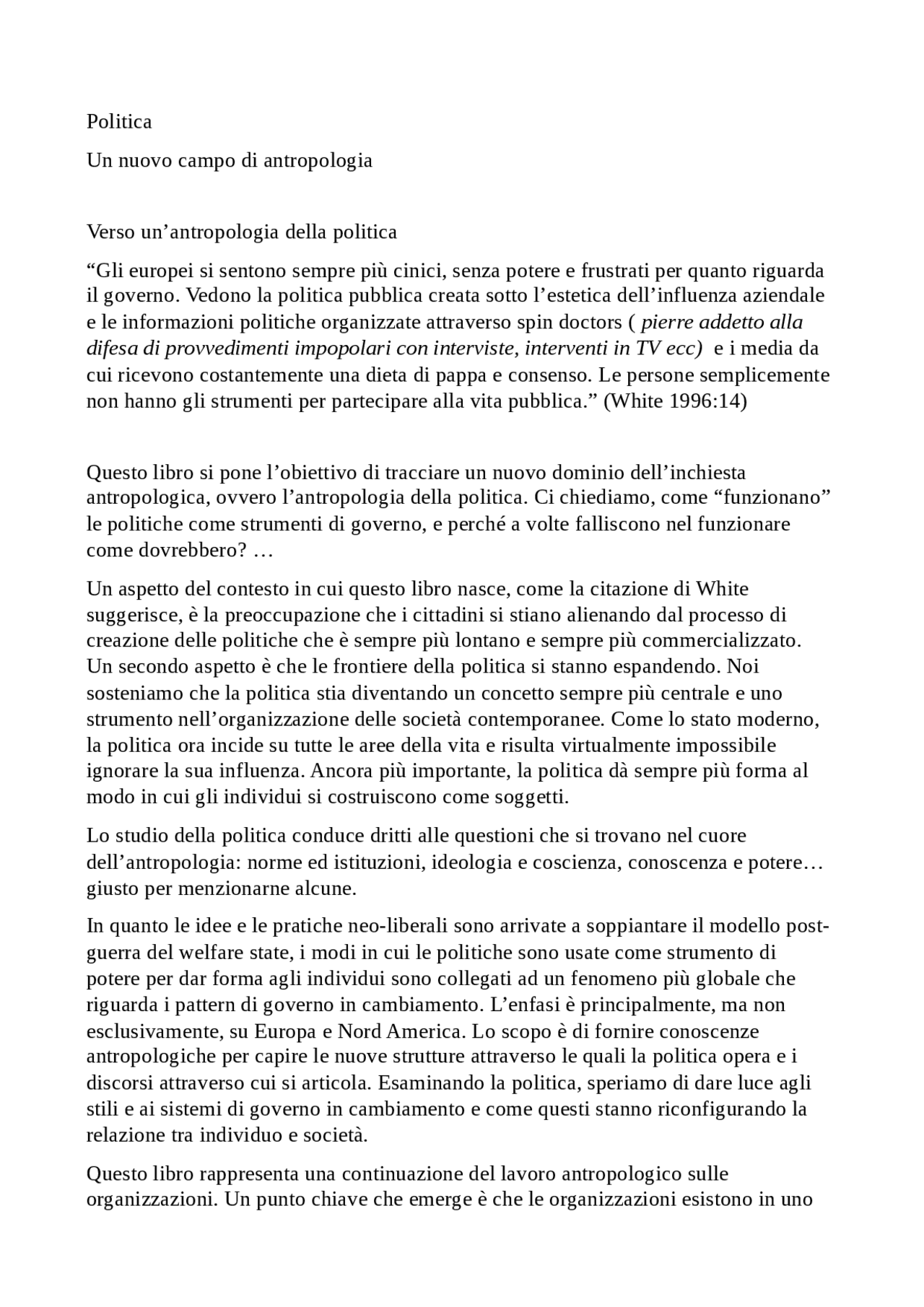 Antropologia della politica: prospettive critiche su governance e ... Antropologia della politica: prospettive critiche su governance e ...